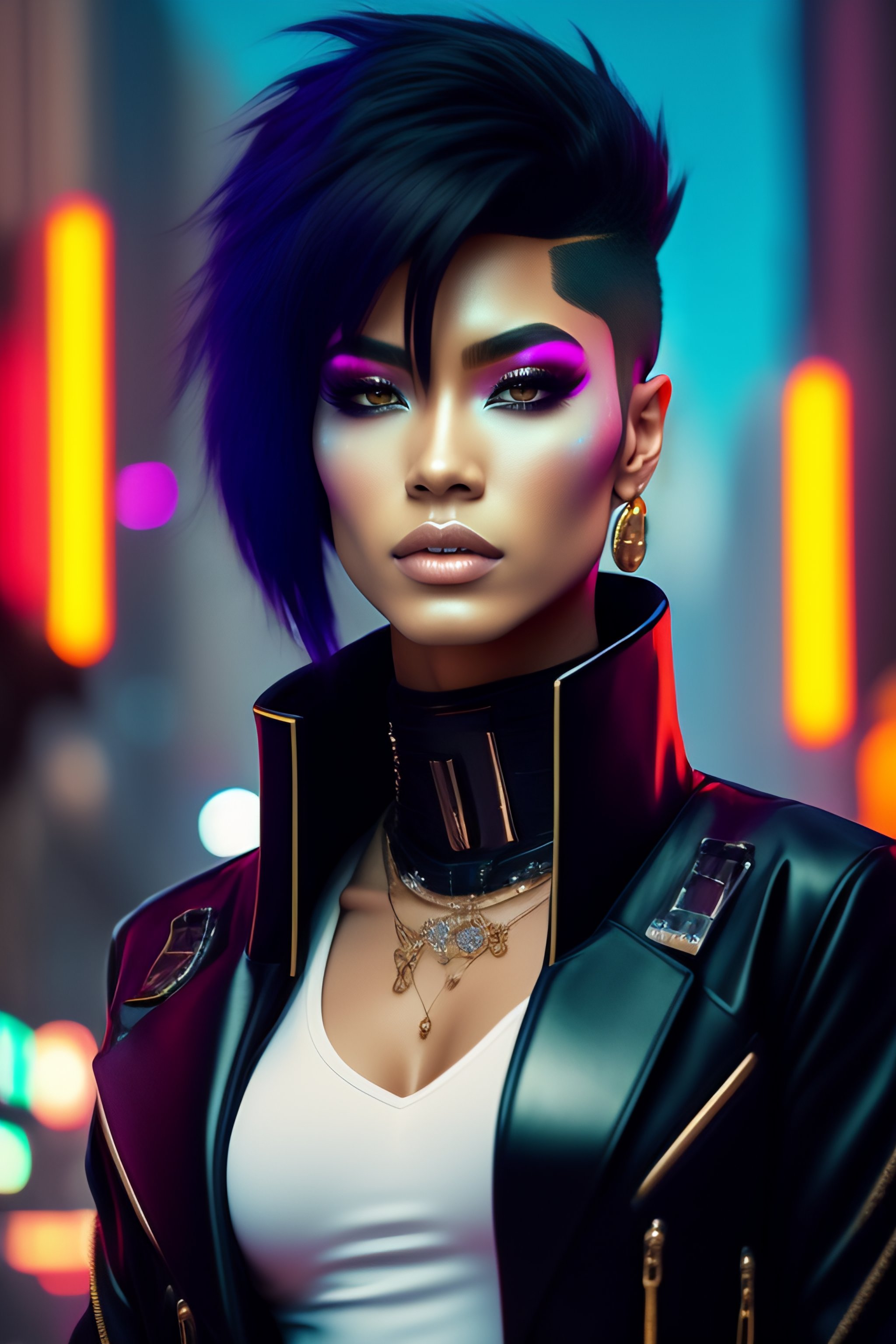 Lexica - Full body shot of male gender-fluid cyber punk from the ...