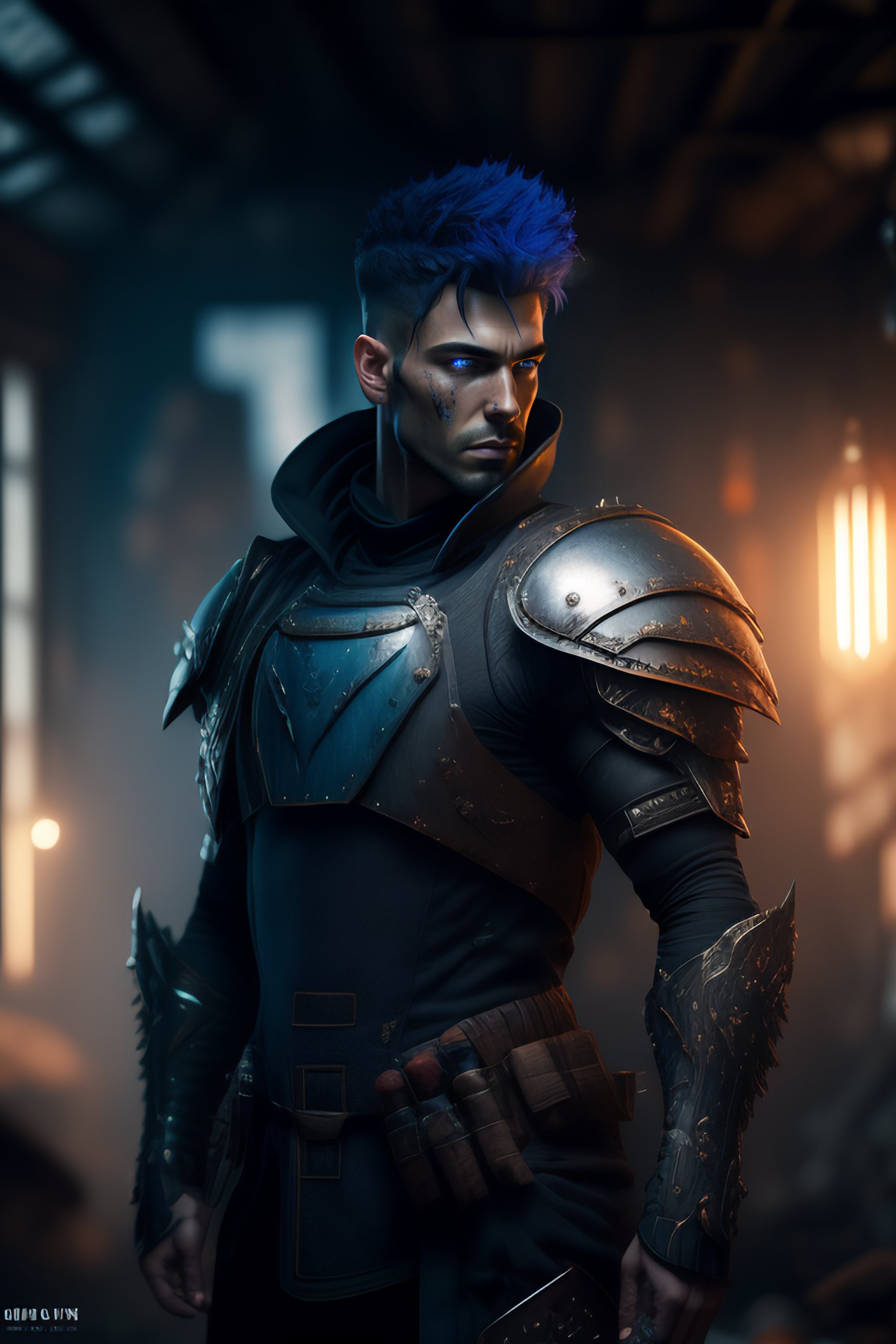 Lexica - Dark and gloomy full body 8k unity render, male cyborg, Blue ...