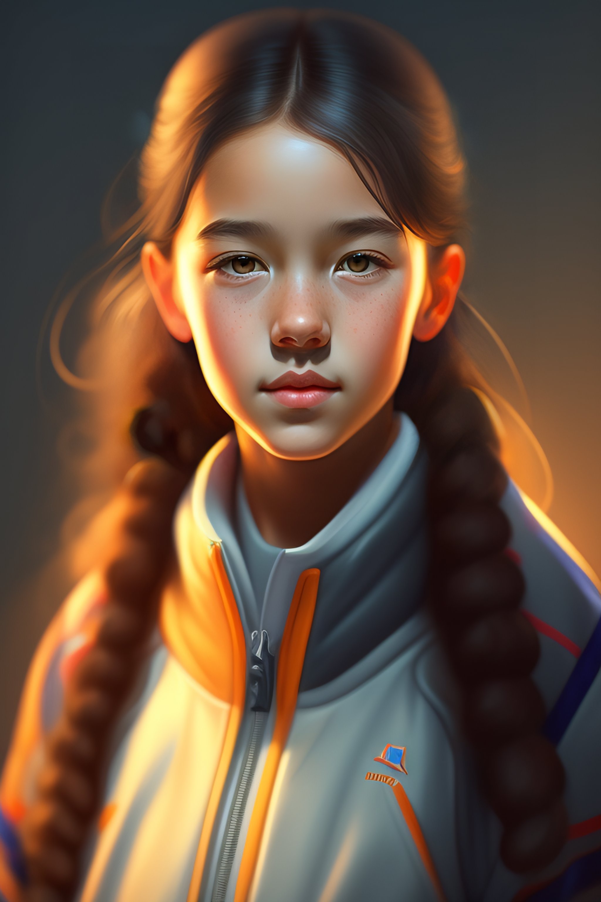 Lexica - Portrait of A thin ten years old girl, sportware, digitalpainting, artstation ...