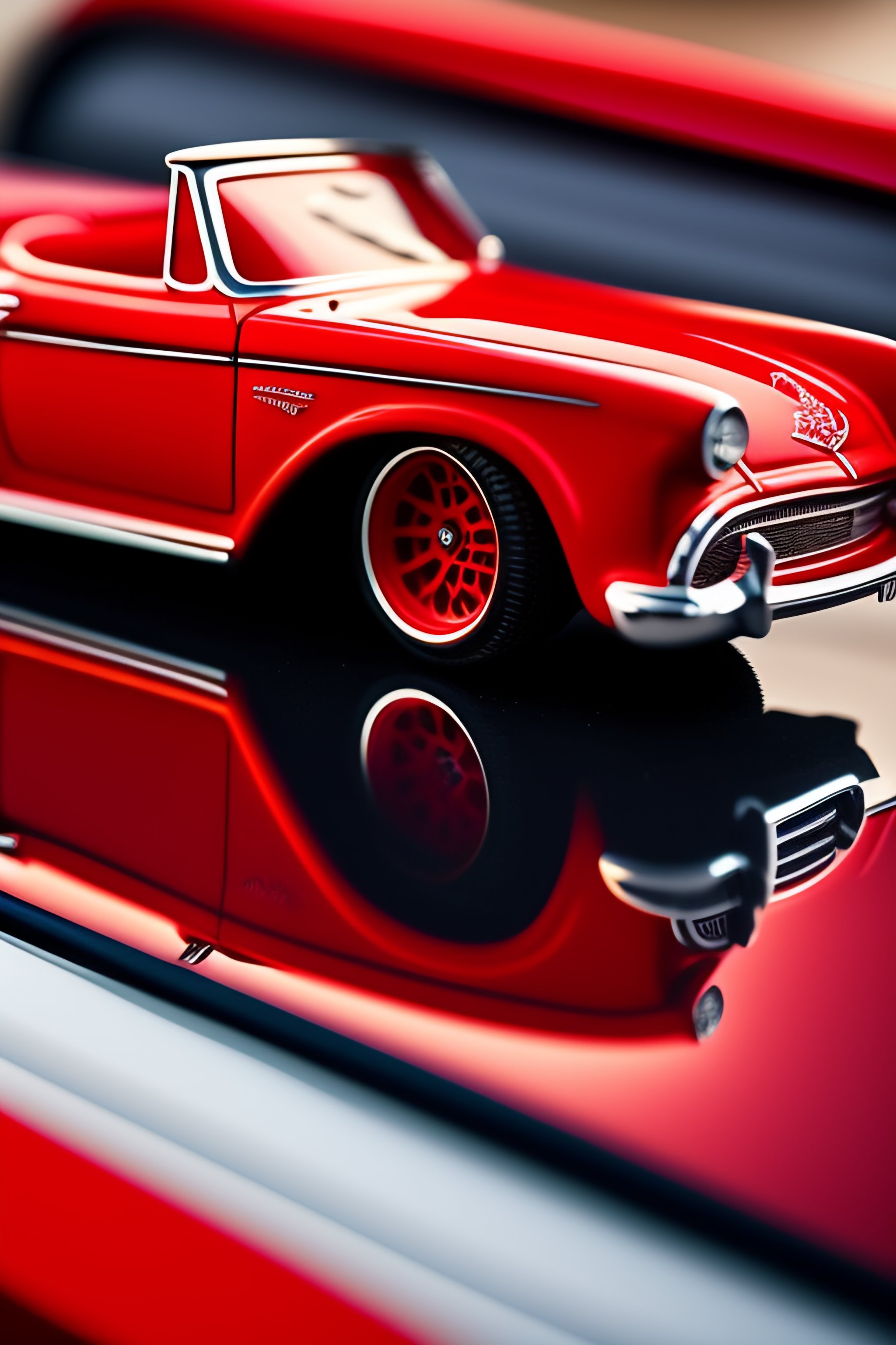 Lexica - Beautiful red Hot Wheel convertible, big tires, sticker ...