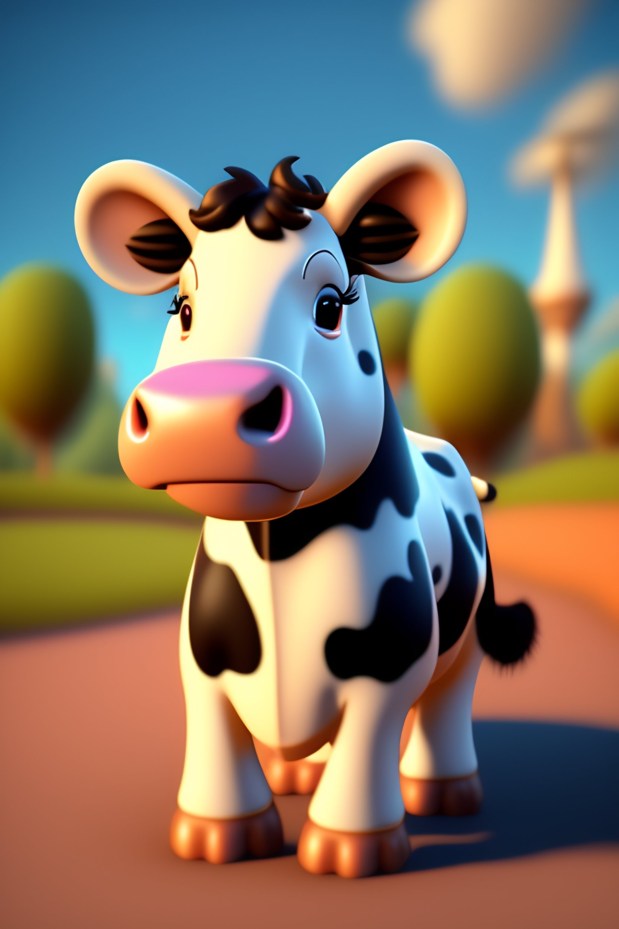 Lexica - Happy cute cow cartoon character in old Disney style in 2d ...