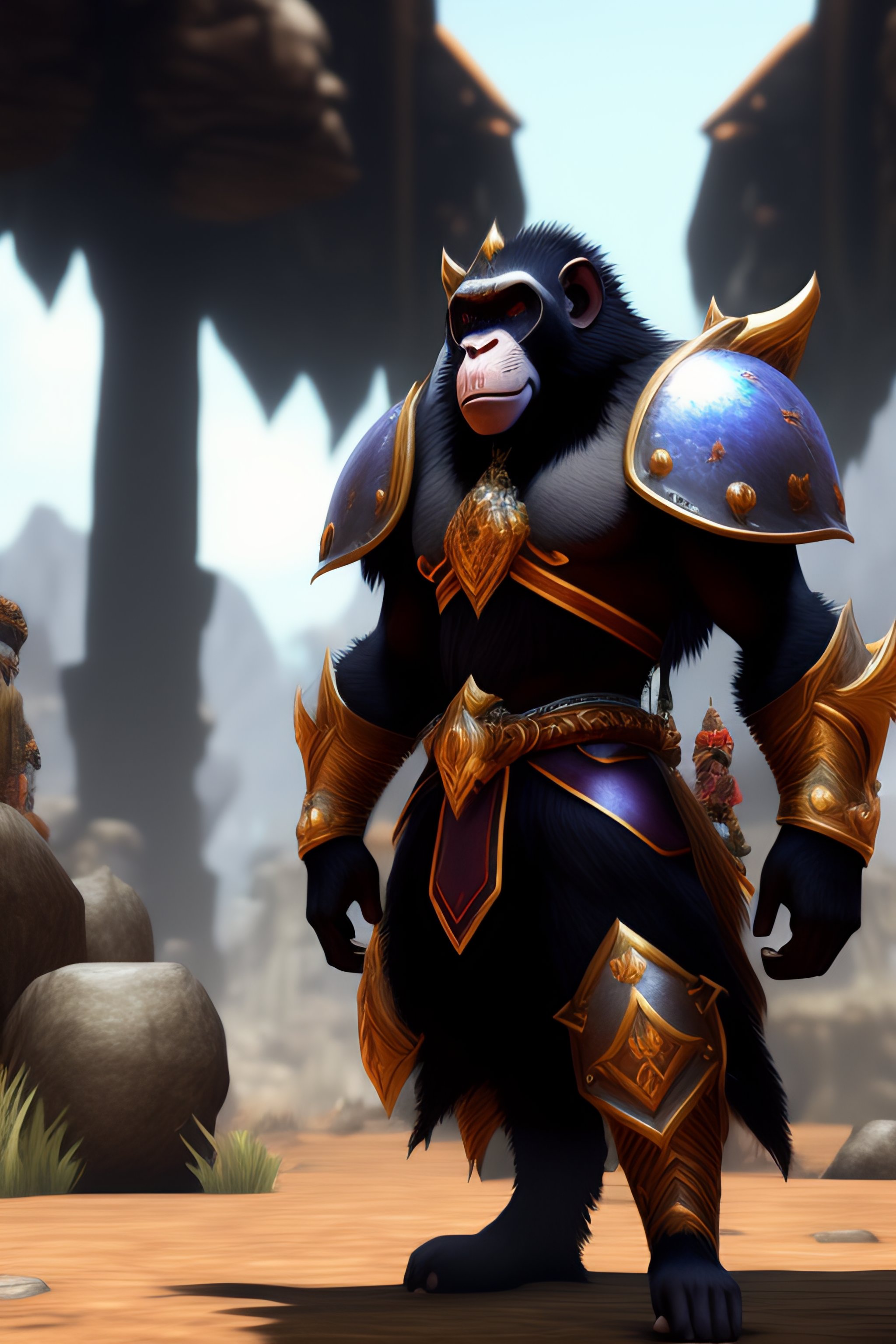 Lexica - Powerful Monkey Armored , Realistic , detailed, Rpg style