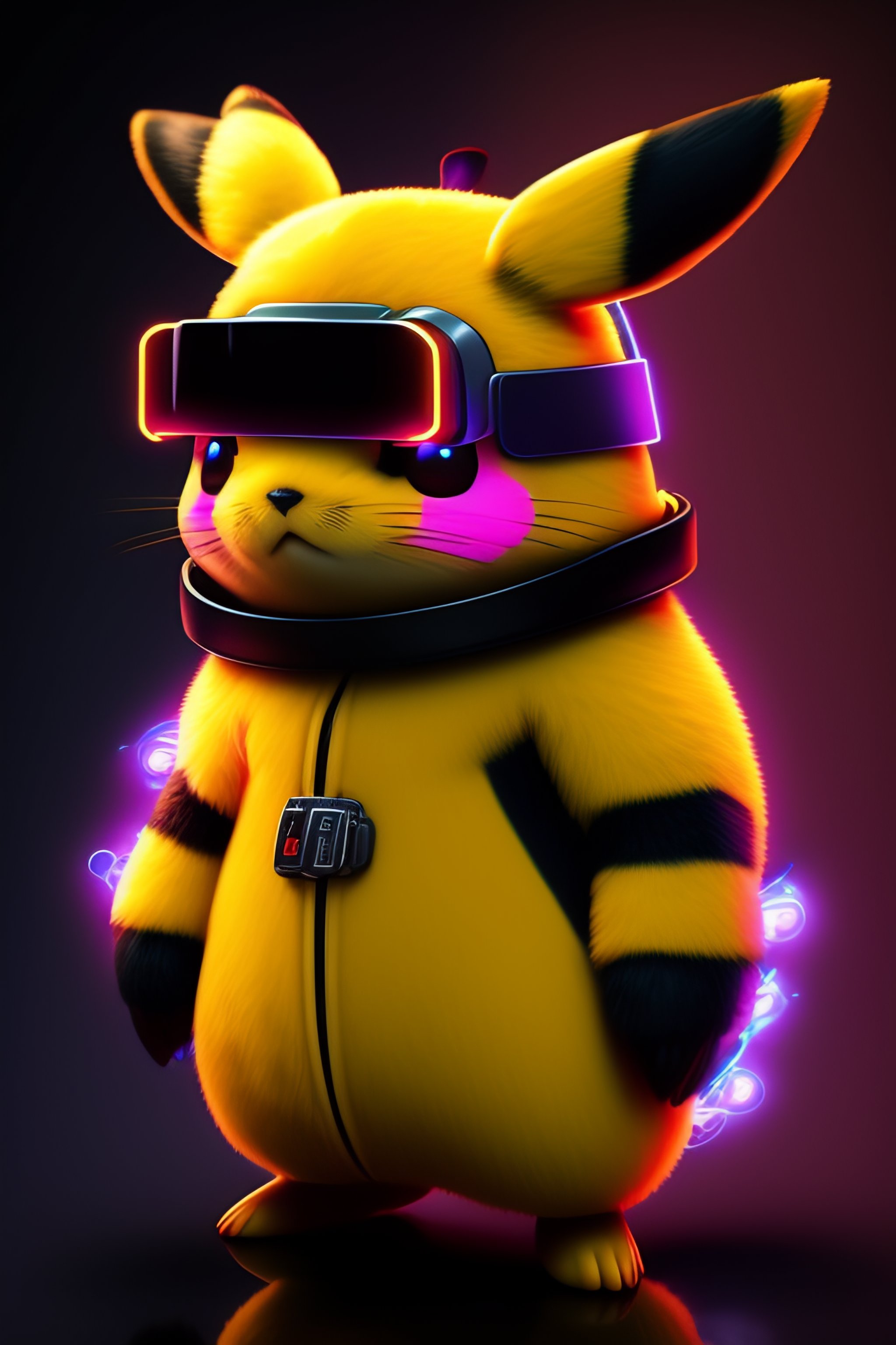 Lexica - 2d cartoon style pikachu with cyberpunk helmet, shoots yellow ...