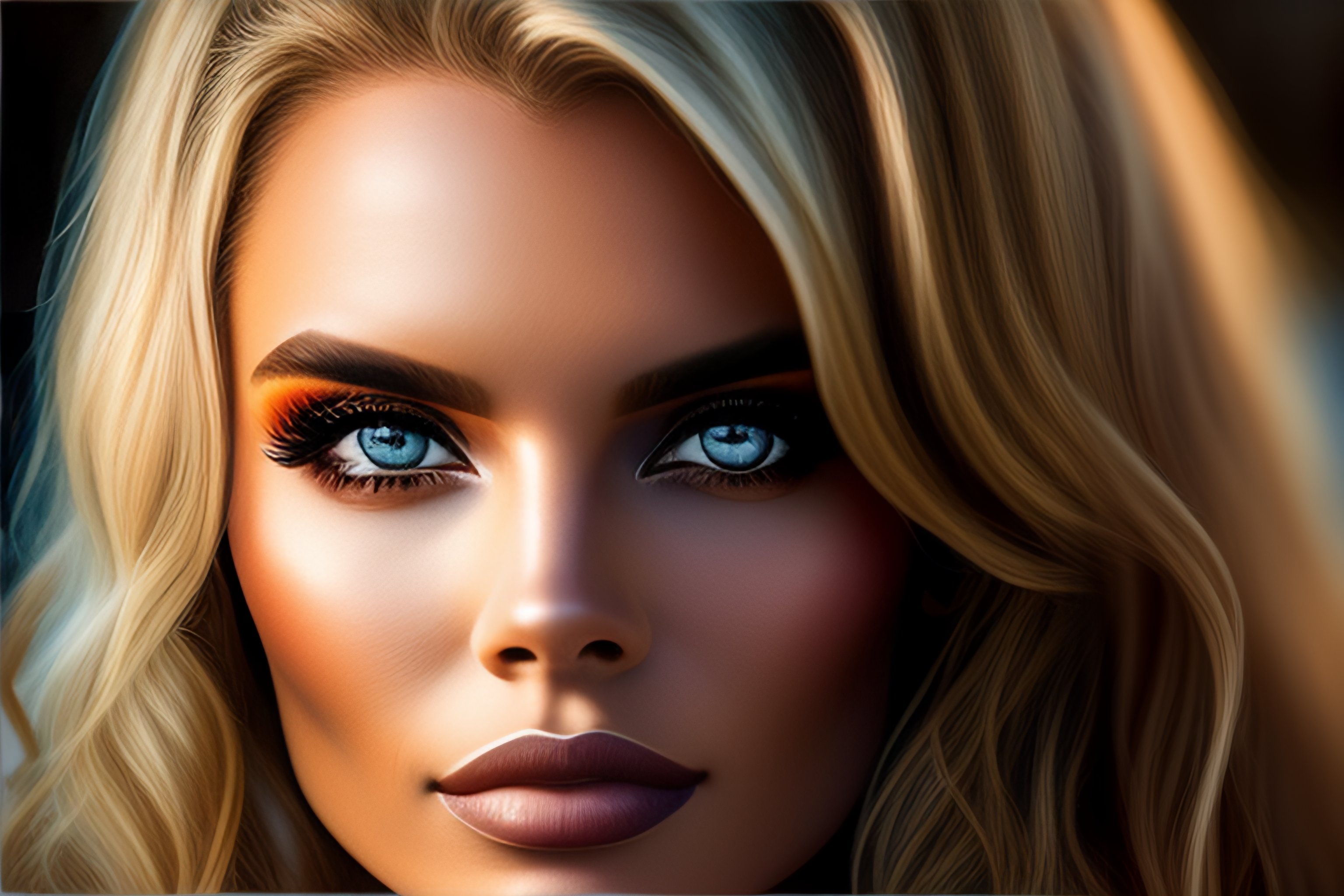 Lexica - Beautiful blonde woman with large round eyeballs