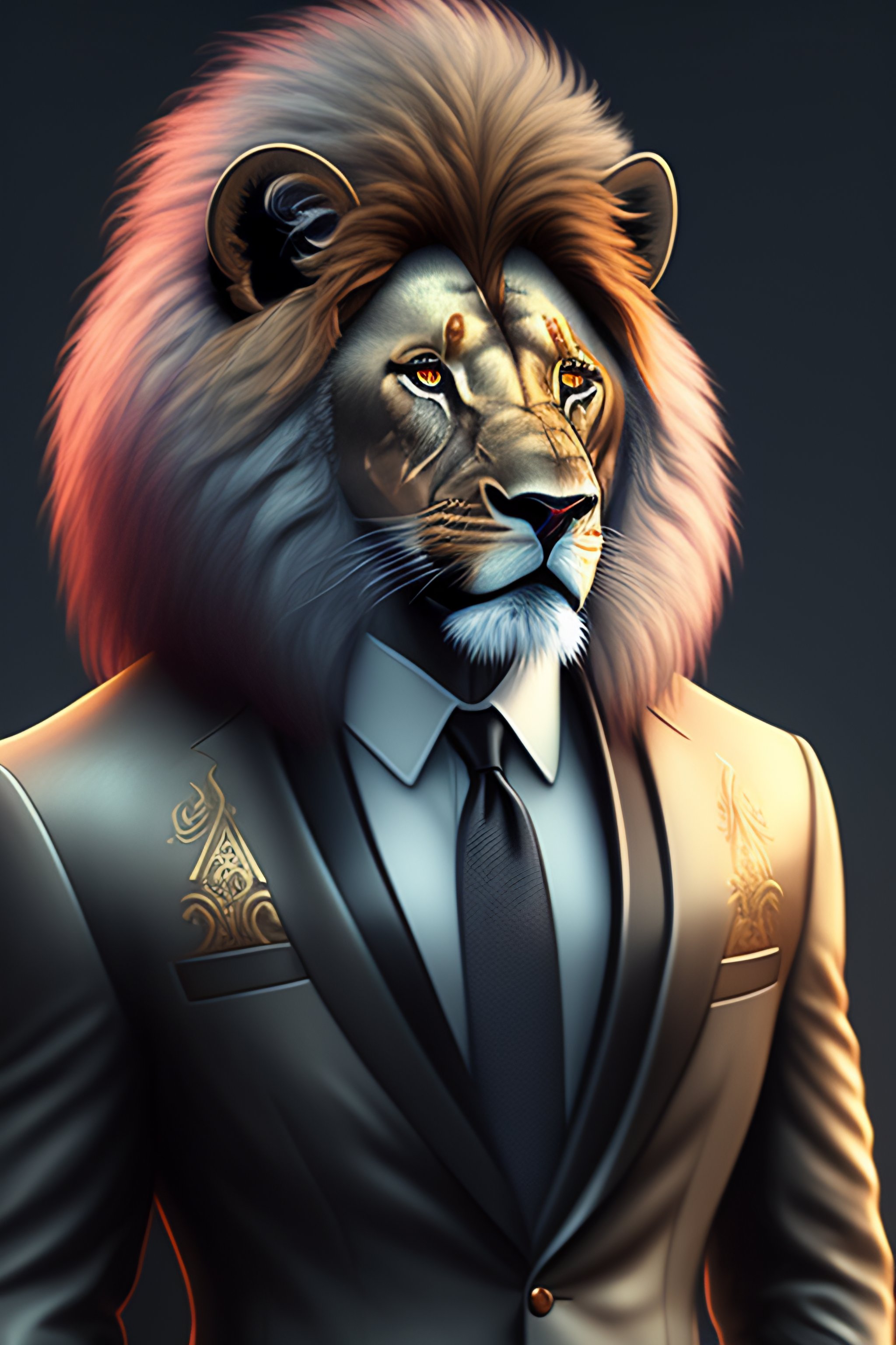 Lexica - Anthro furry humanoid lion, grey suit, seeing time,character ...
