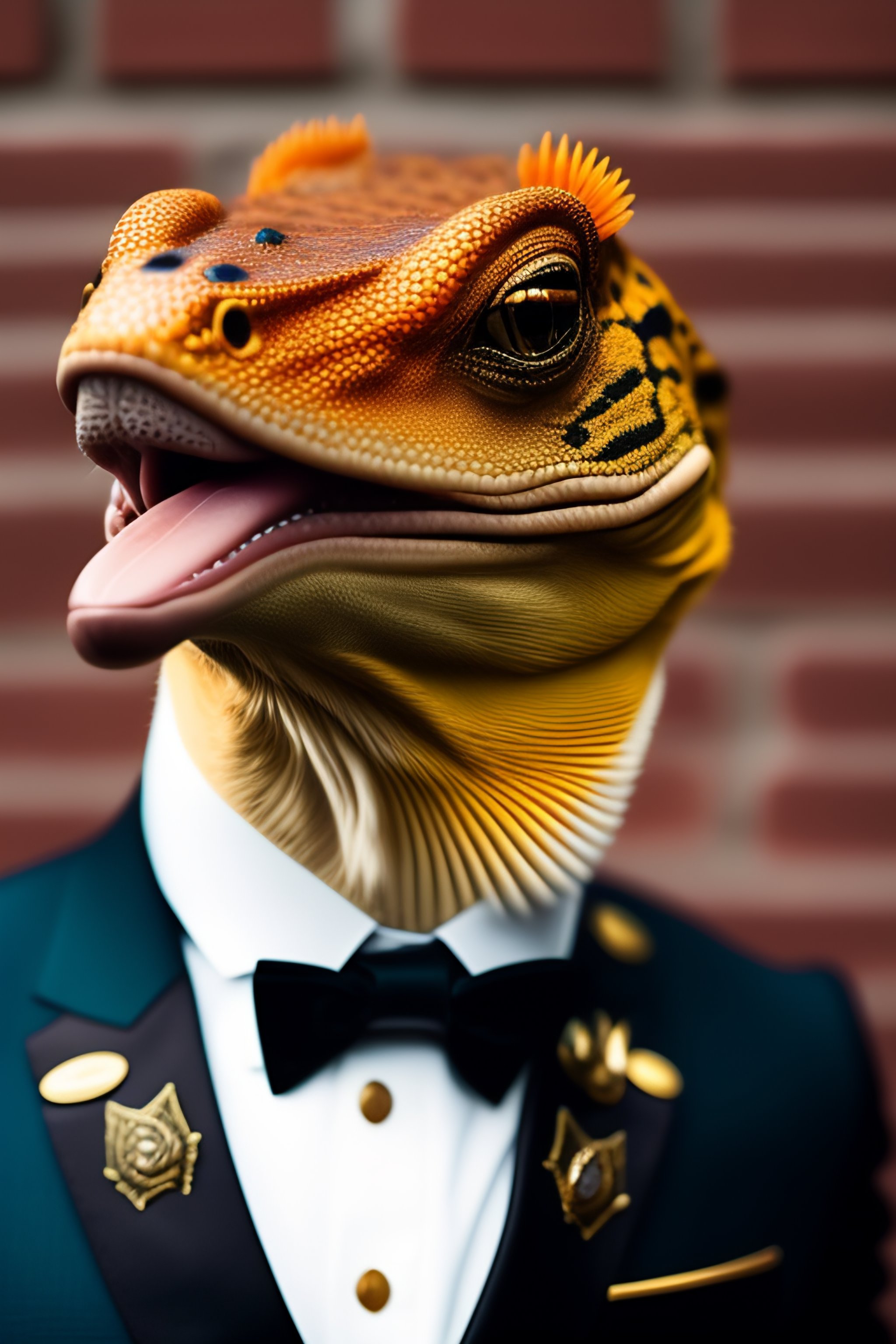 Lexica - A Person with a lizzard Head Wearing a suit