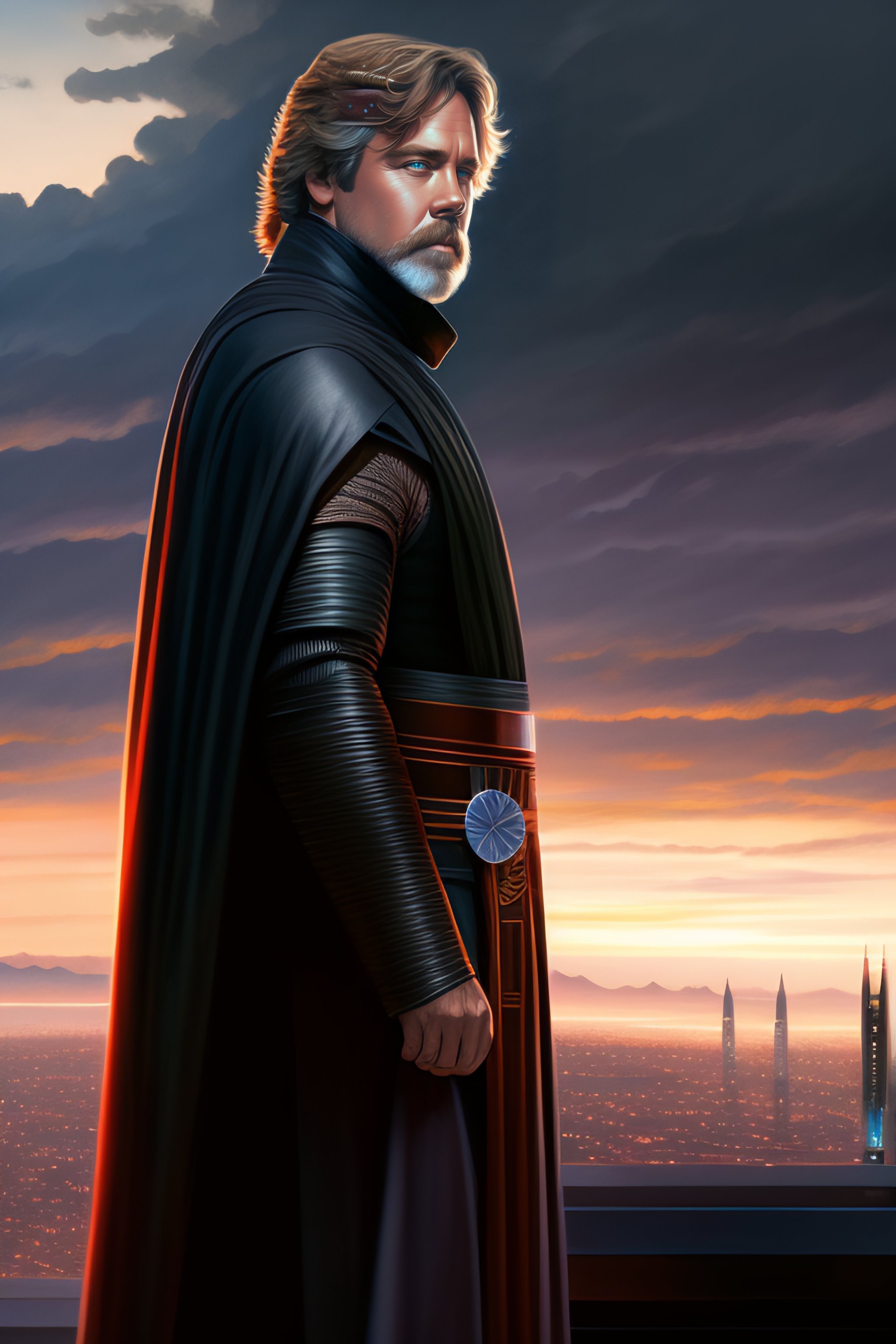 Lexica - Portrait of luke skywalker wearing a black jedi tunic on a ...