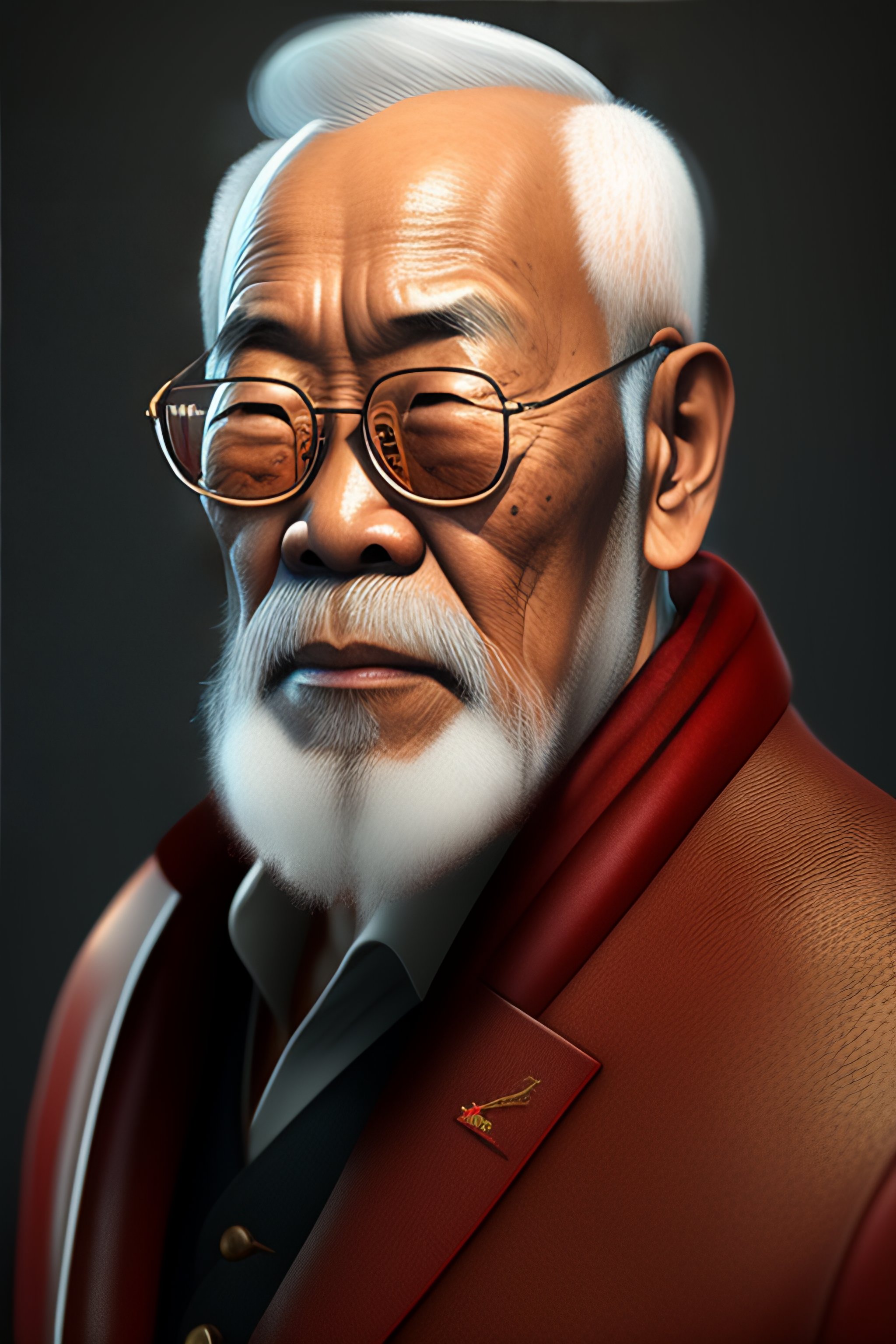 Lexica - Full portrait of an old asian man with long white beard and ...