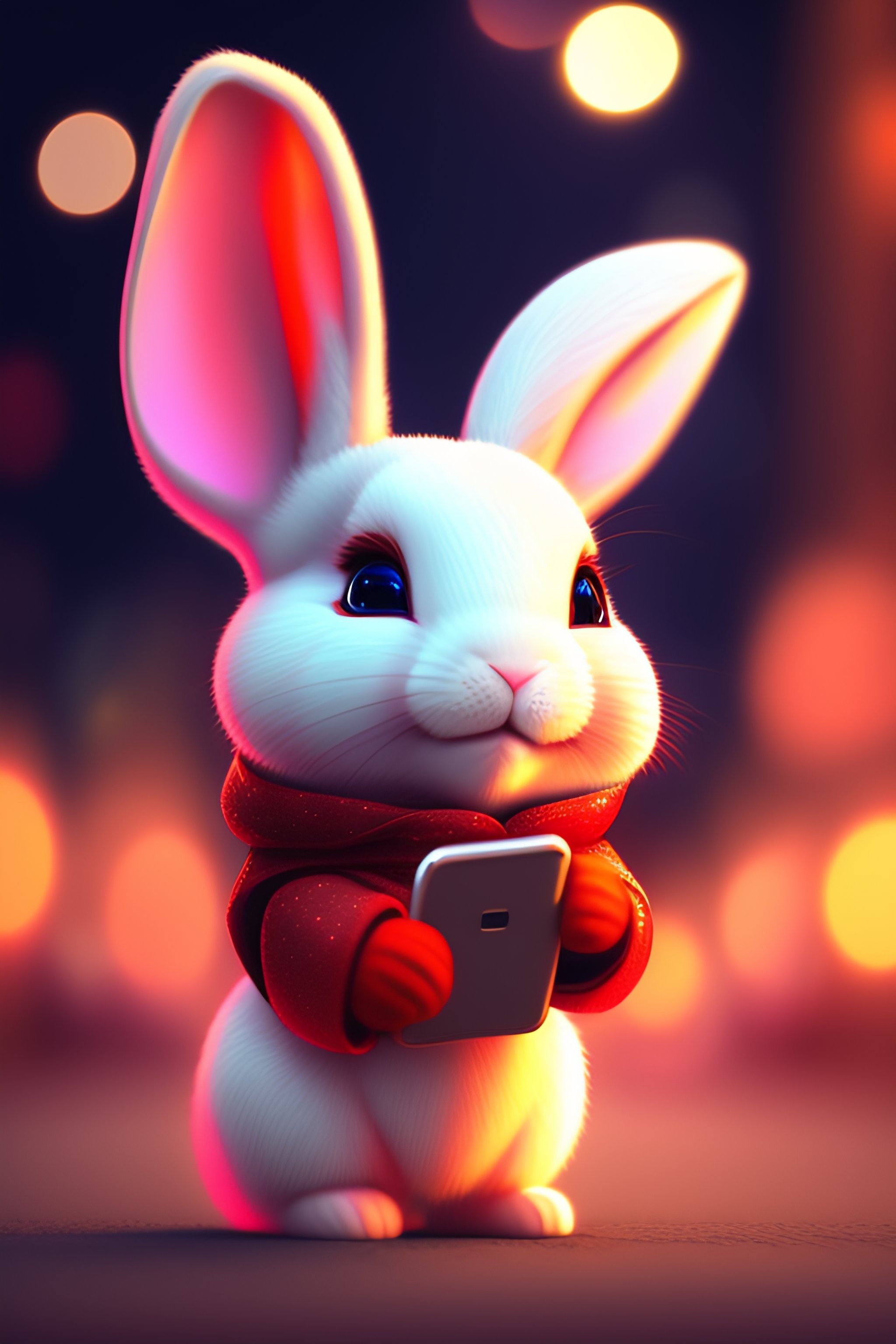 Lexica - Smiling, happy, cute rabbit bunny robot working on a ...