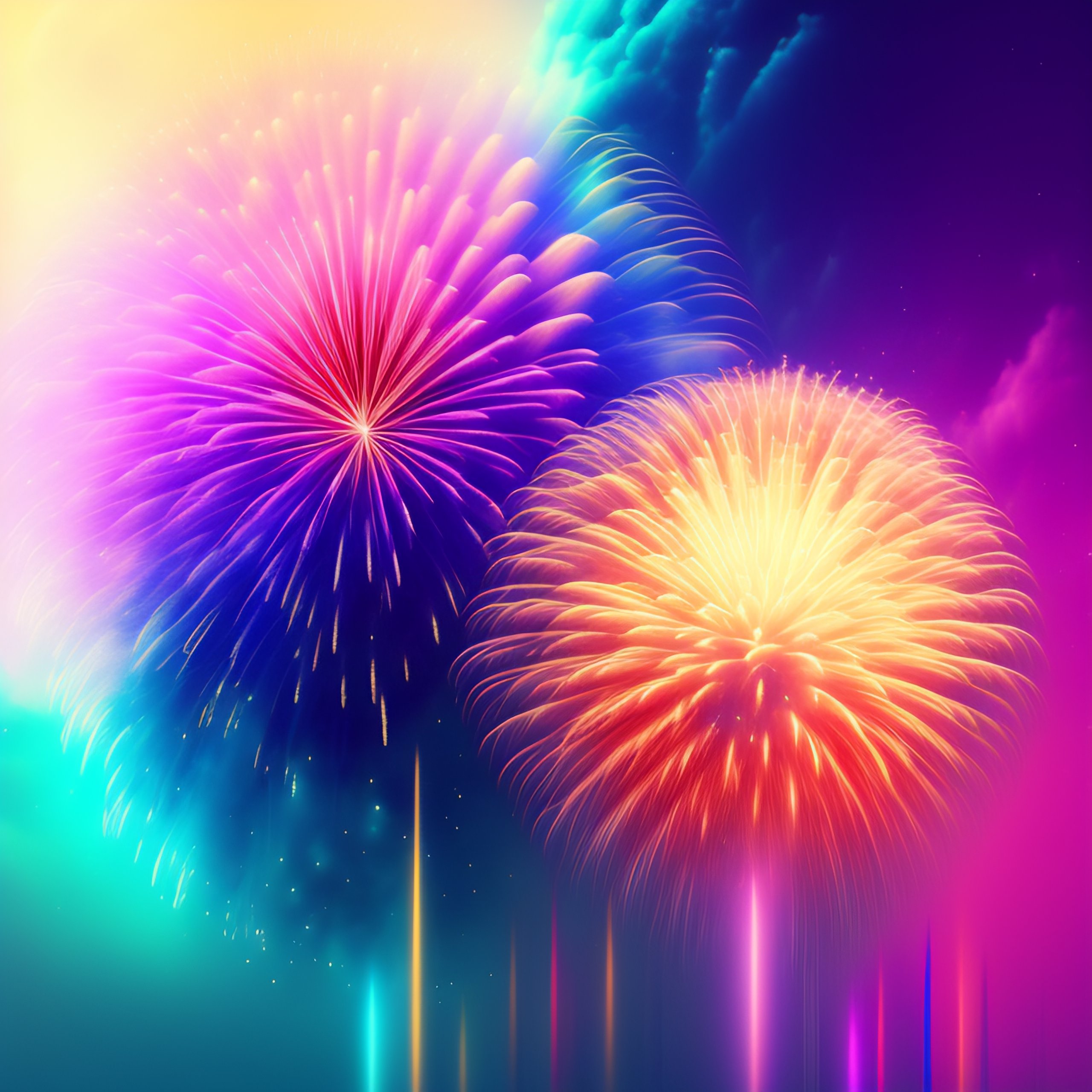 Lexica - New year fireworks, pastel colors aesthetic, digital art