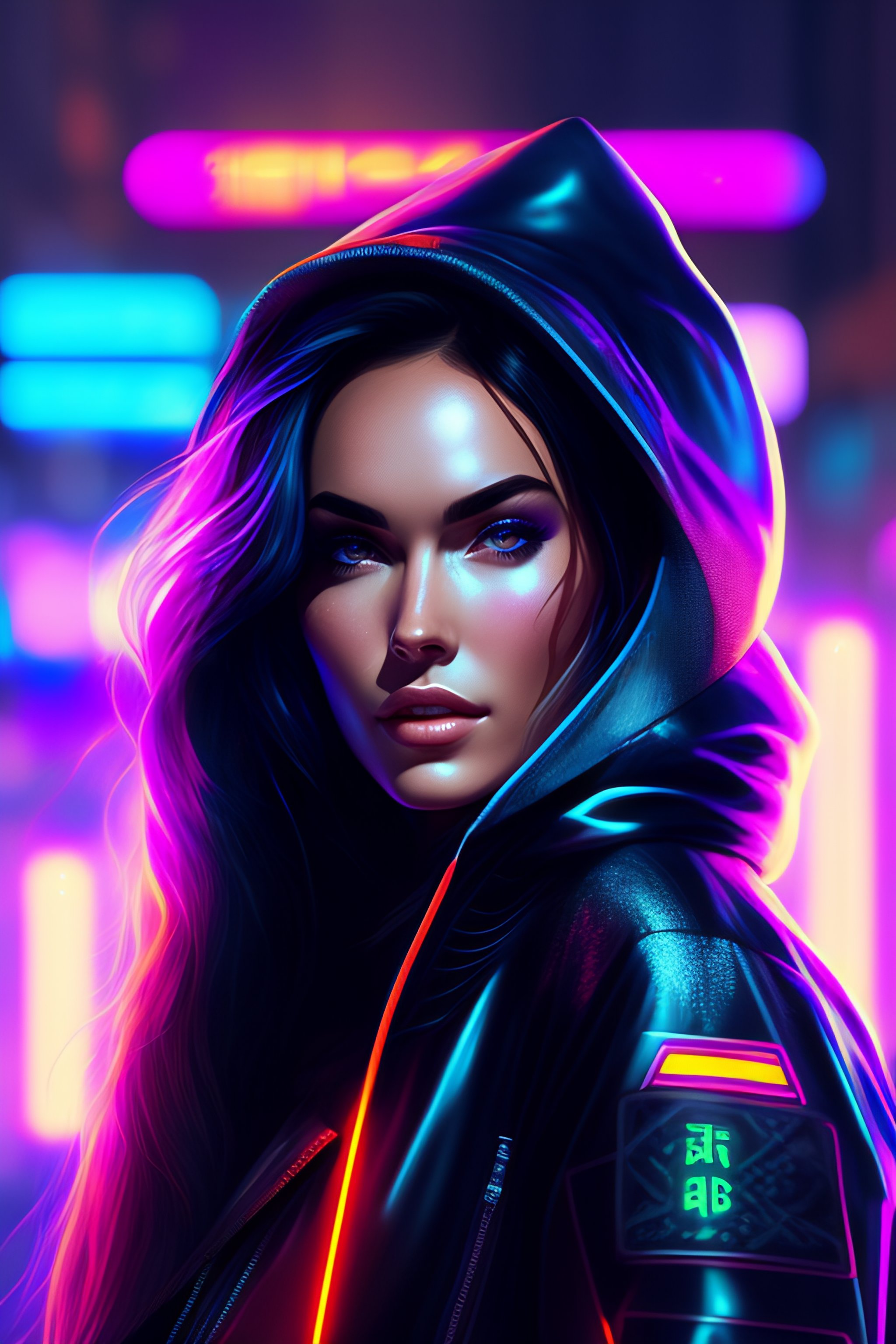 Lexica - Detailed portrait megan fox neon operator girl cyberpunk ...