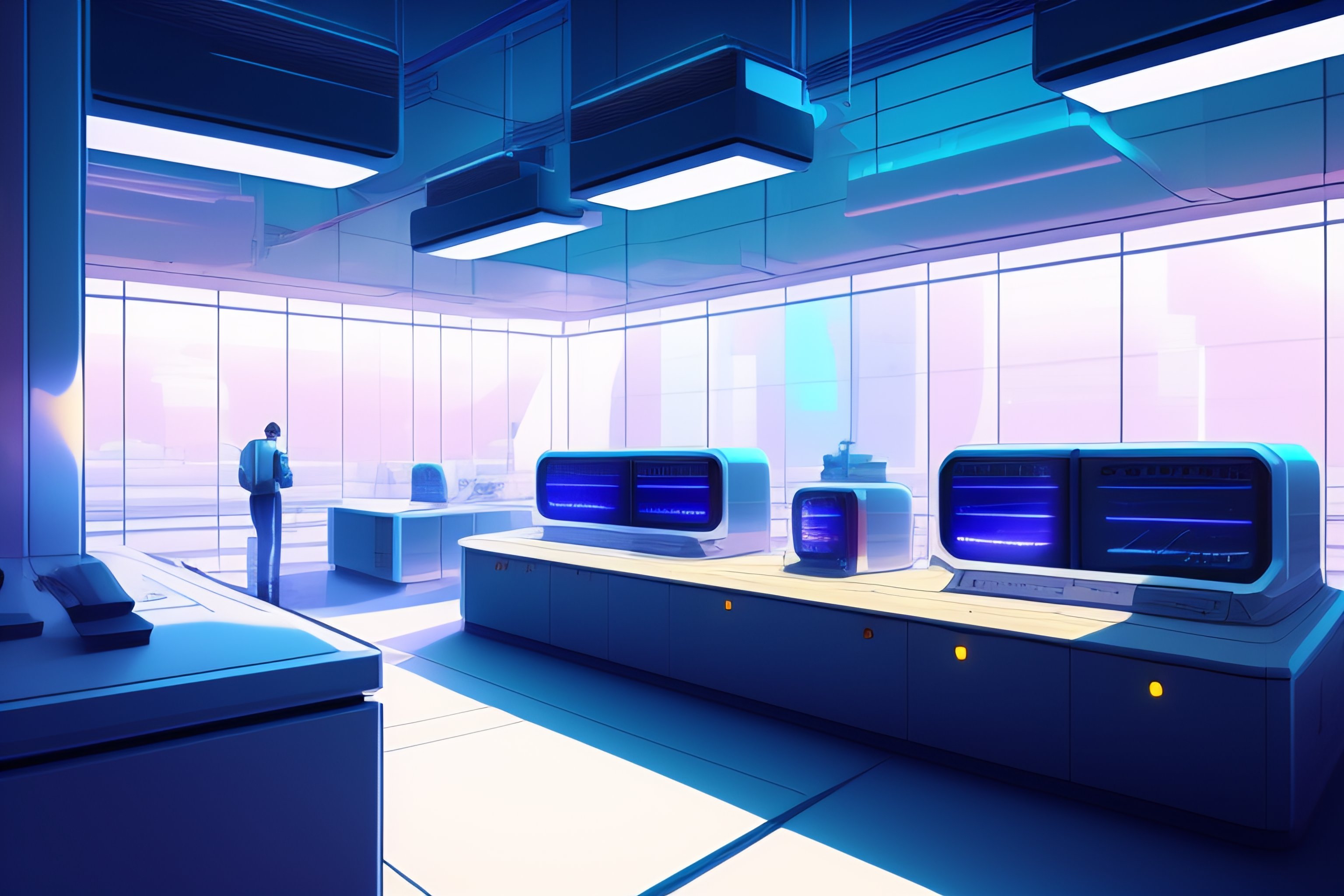 Lexica - Cel shaded study of a group of engineers in a futuristic ...