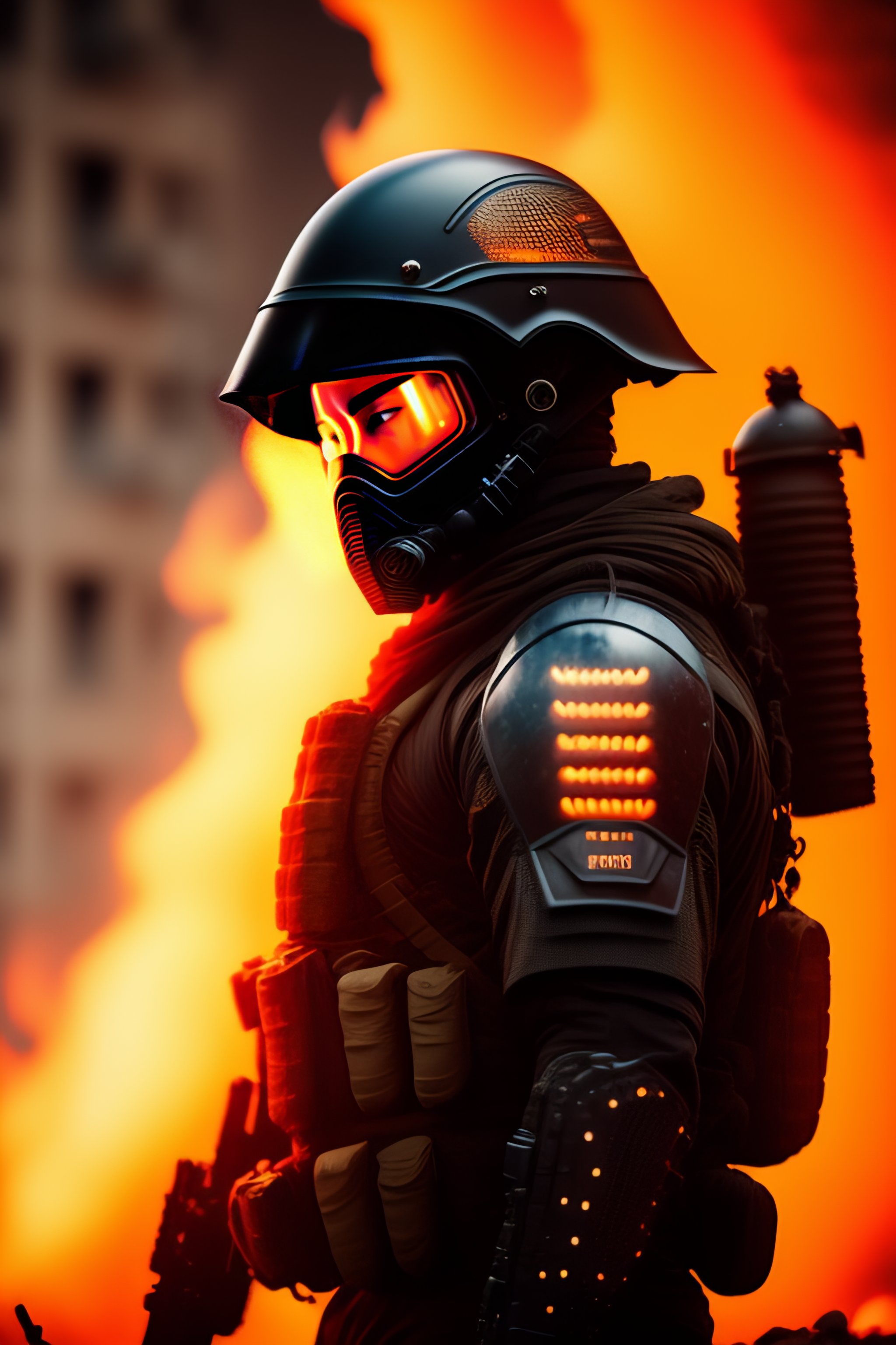 Lexica - A cyber warrior in a burnt land, extremely highly detailed ...