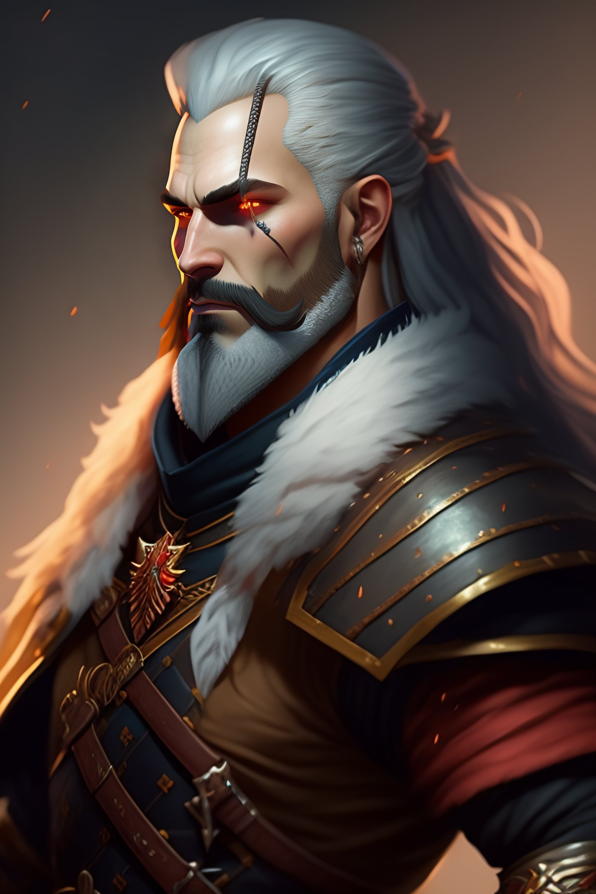 Lexica - Witcher with dark hair and beard, artstation, pathfinder ...