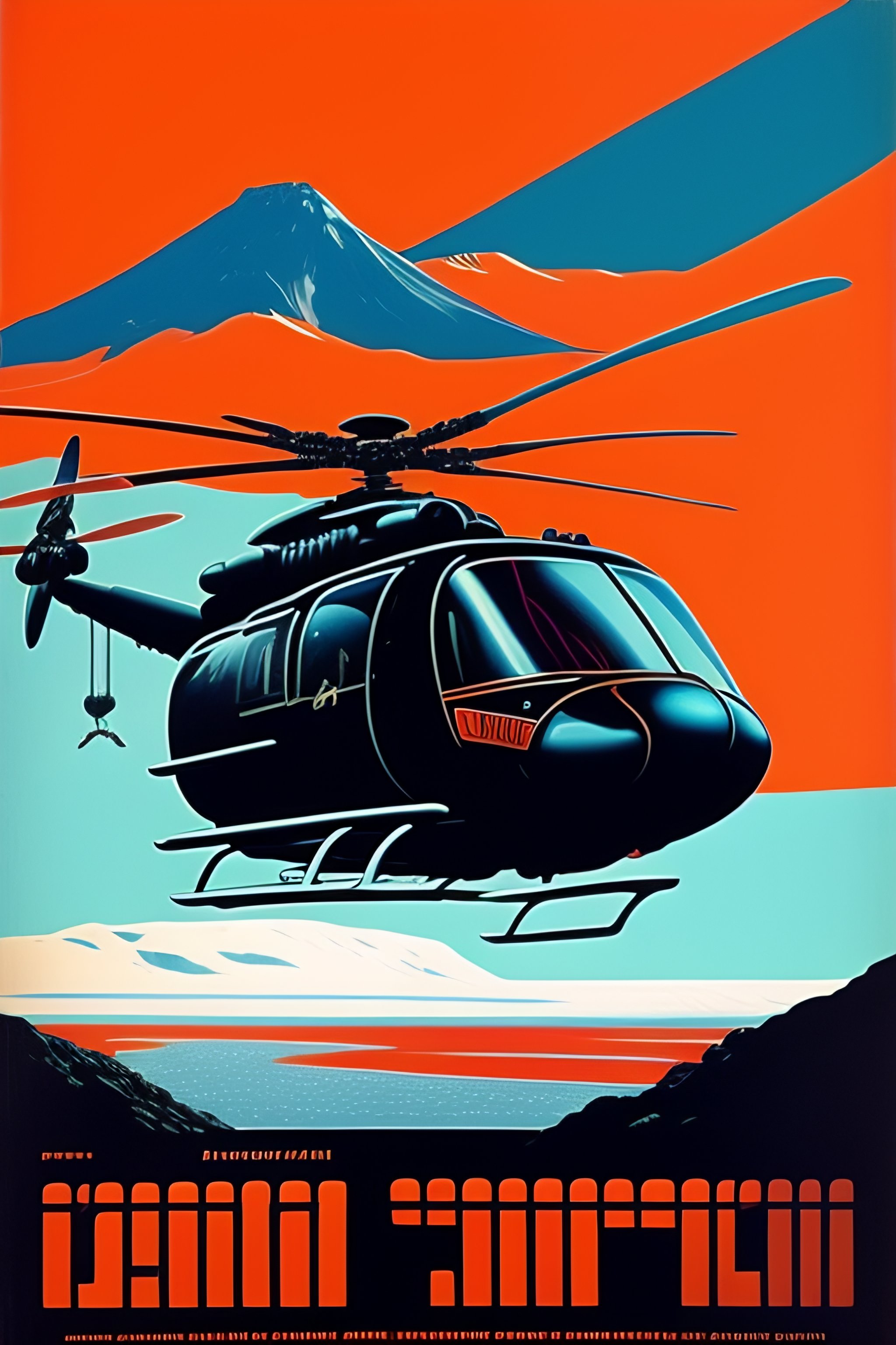 Lexica - Soviet poster of robocop piloting a helicopter in iceland