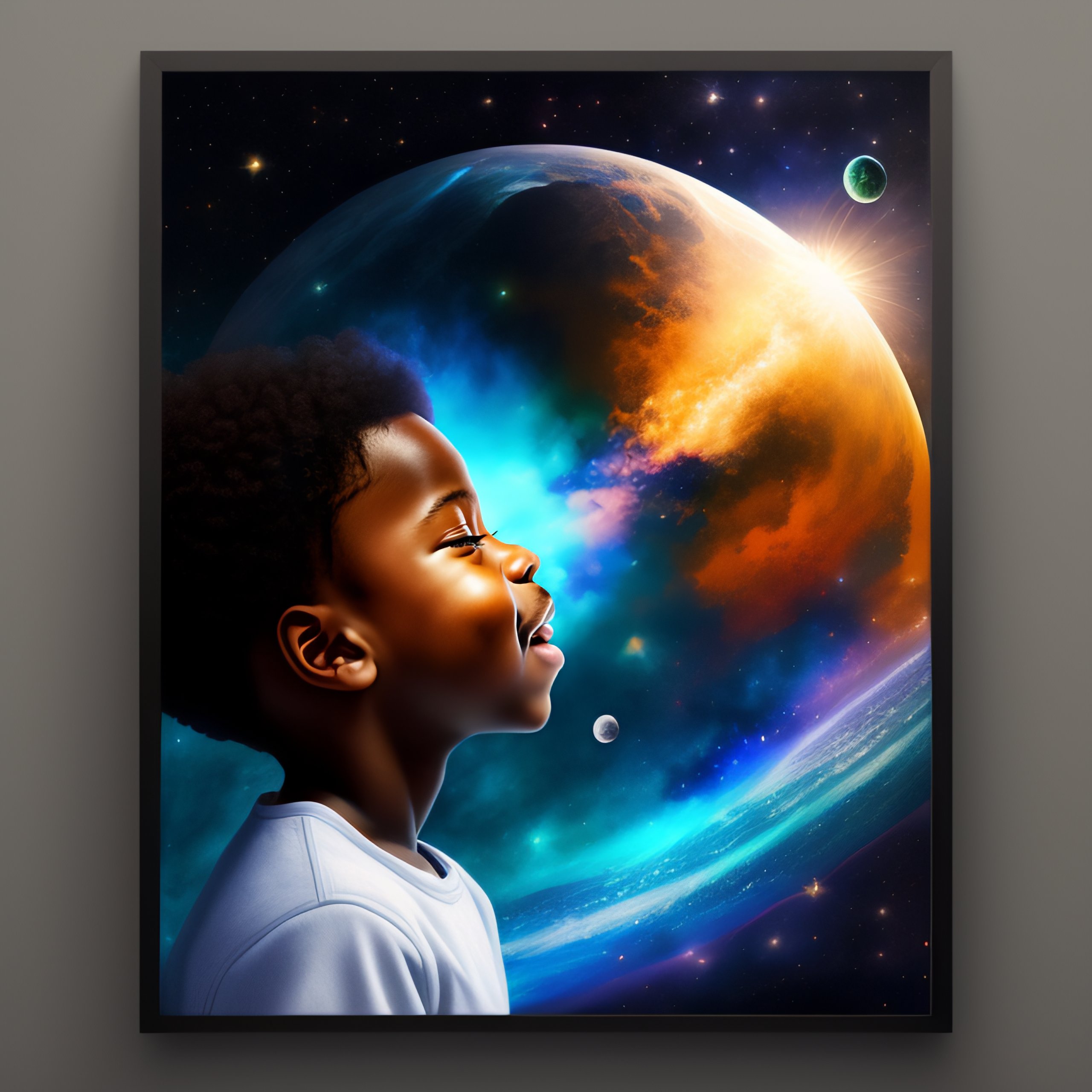 Lexica - Black boy dreaming in space happily