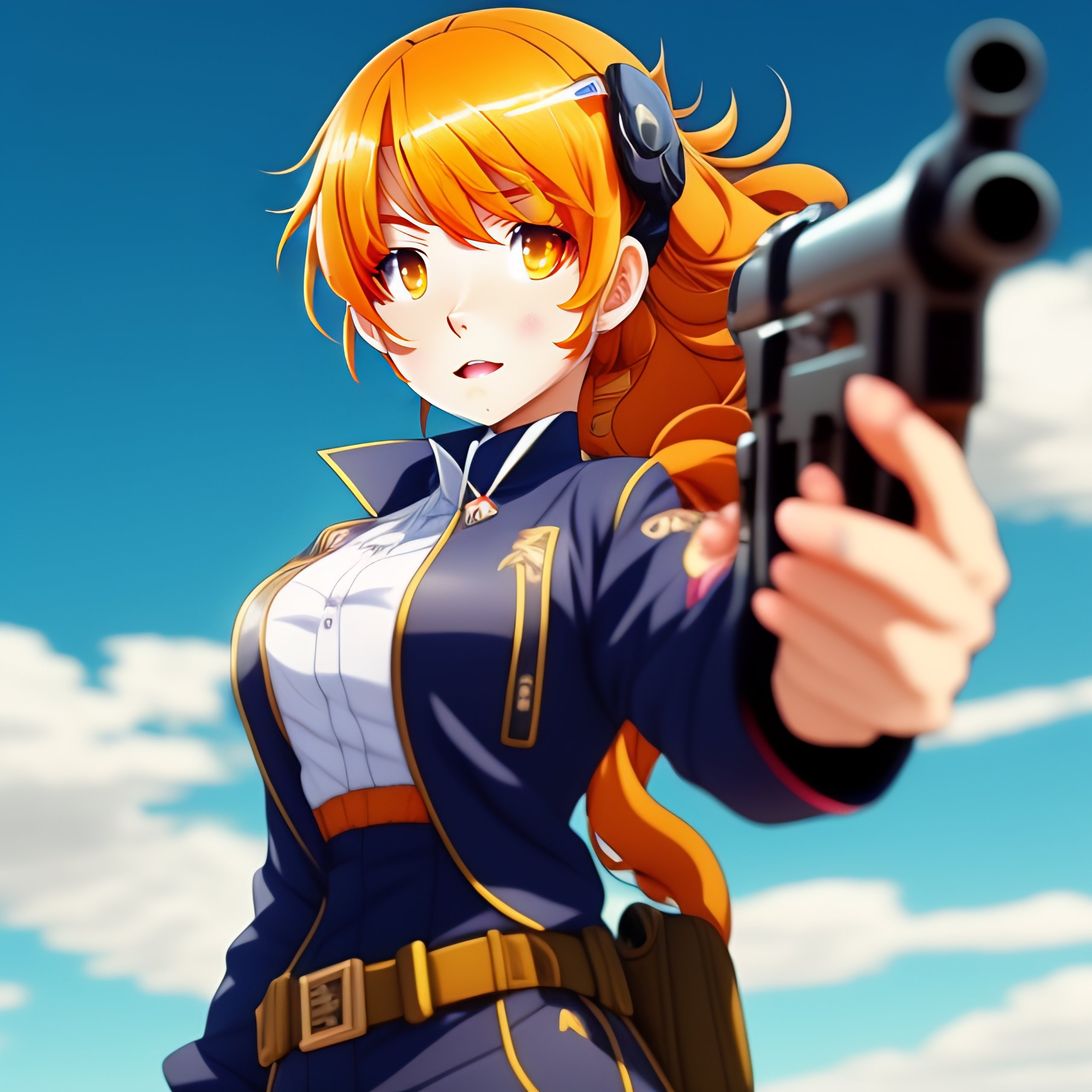 Lexica - Anime style girl with ginger hair in a high ponytail and in a ...