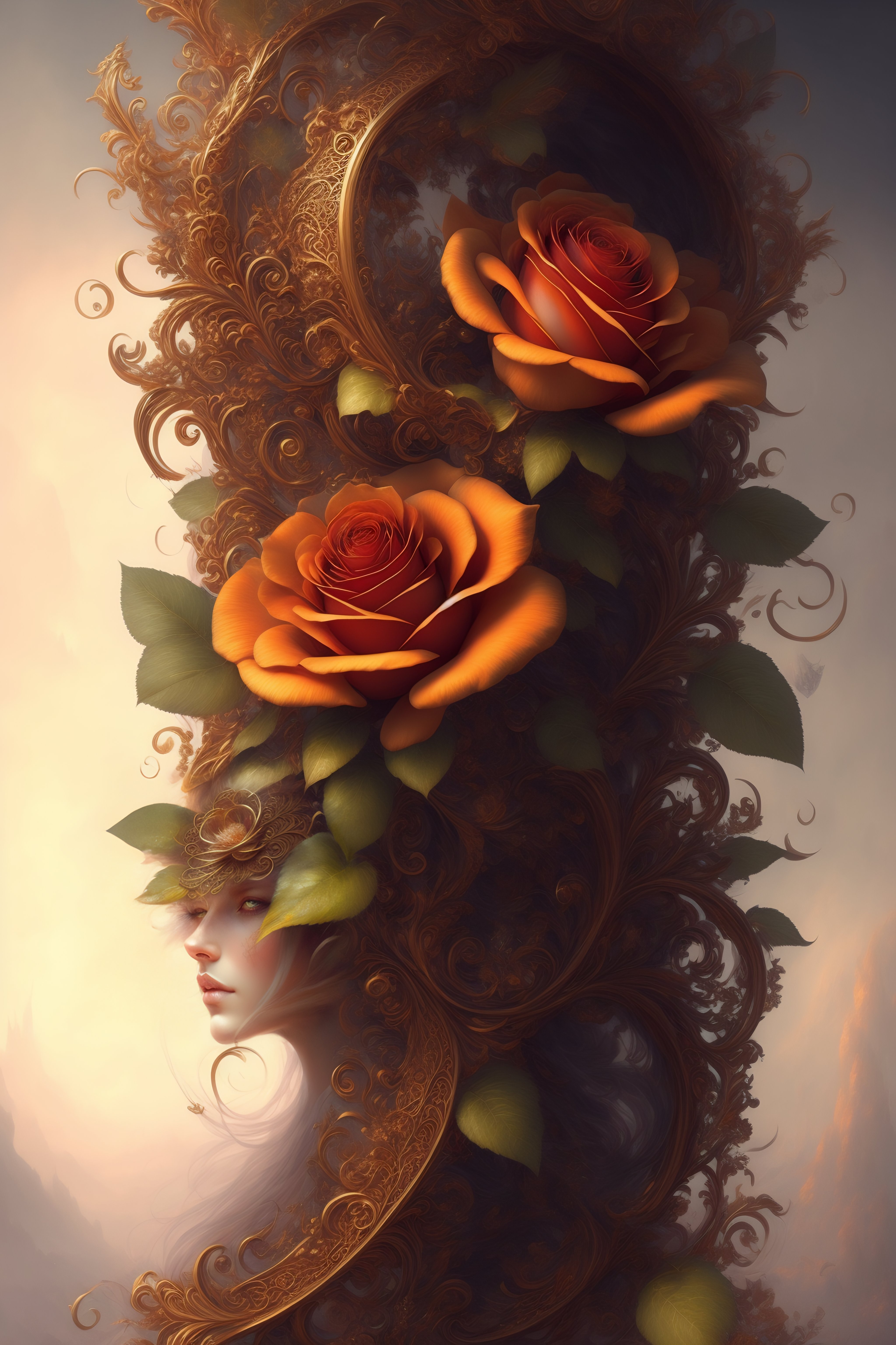 Lexica - Magnificent fantasy stylized rose bouquet intertwined with ...