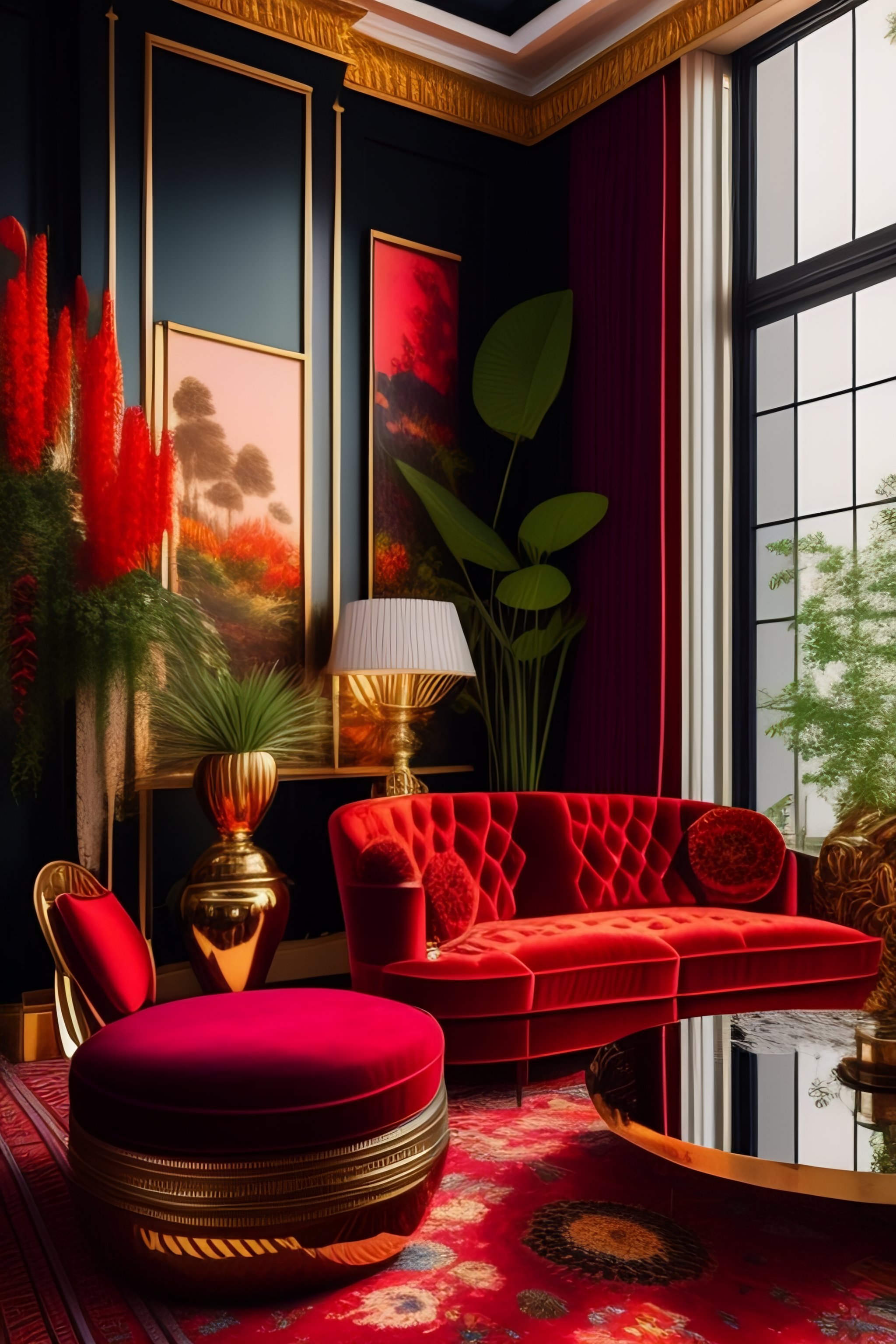 Lexica - Photo by Architectural Digest: Maximalist red {vaporwave ...