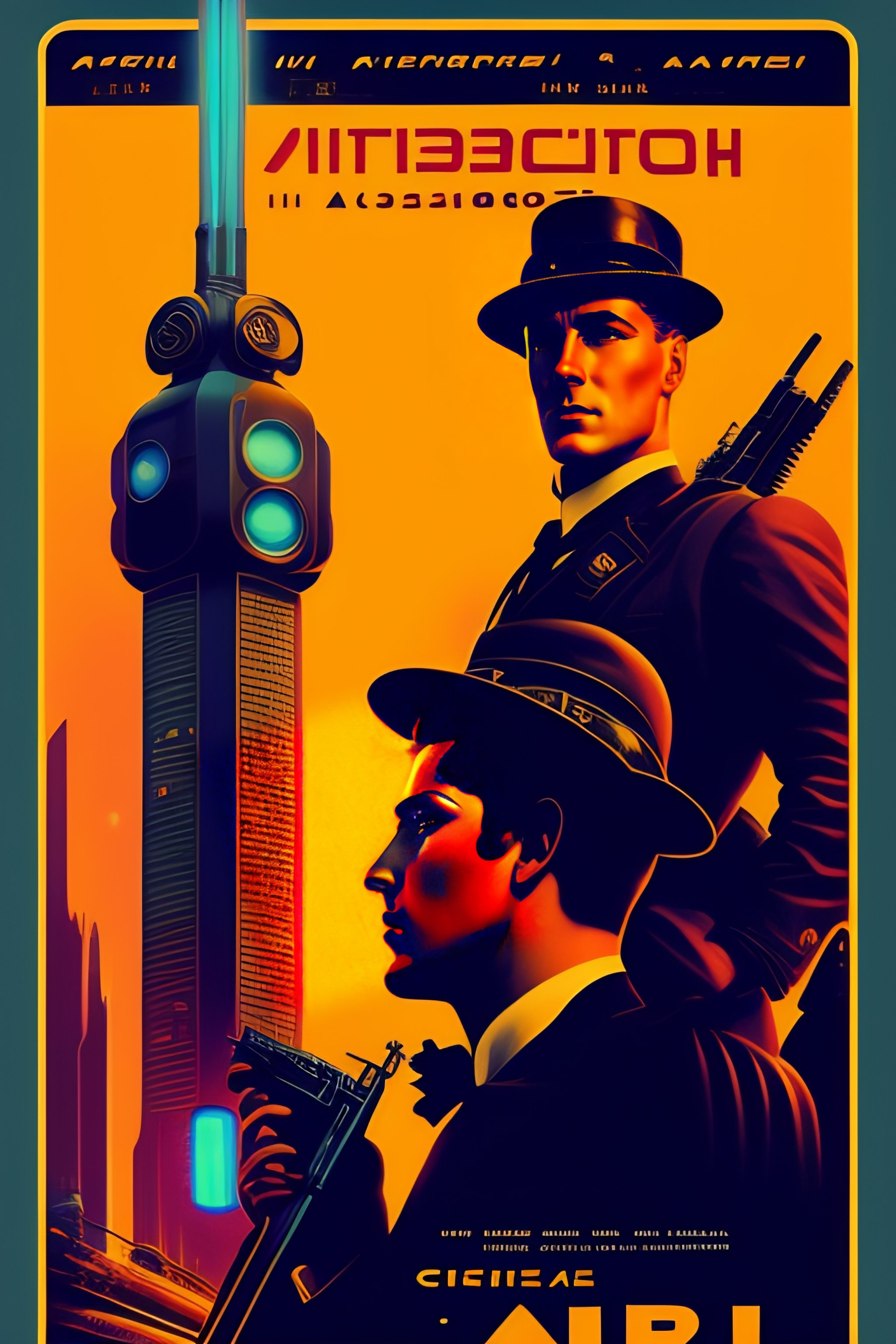 Lexica - Futuristic Vintage Medium Shot 1920's Poster with Cyberpunk ...