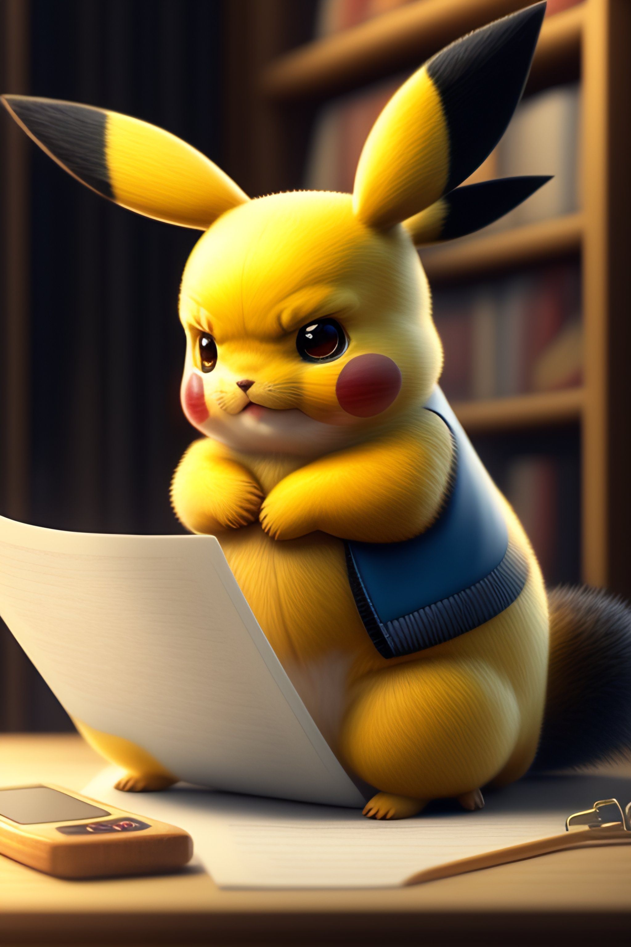 Lexica - Pikachu commiting tax fraud, paperwork, exhausted, cute ...