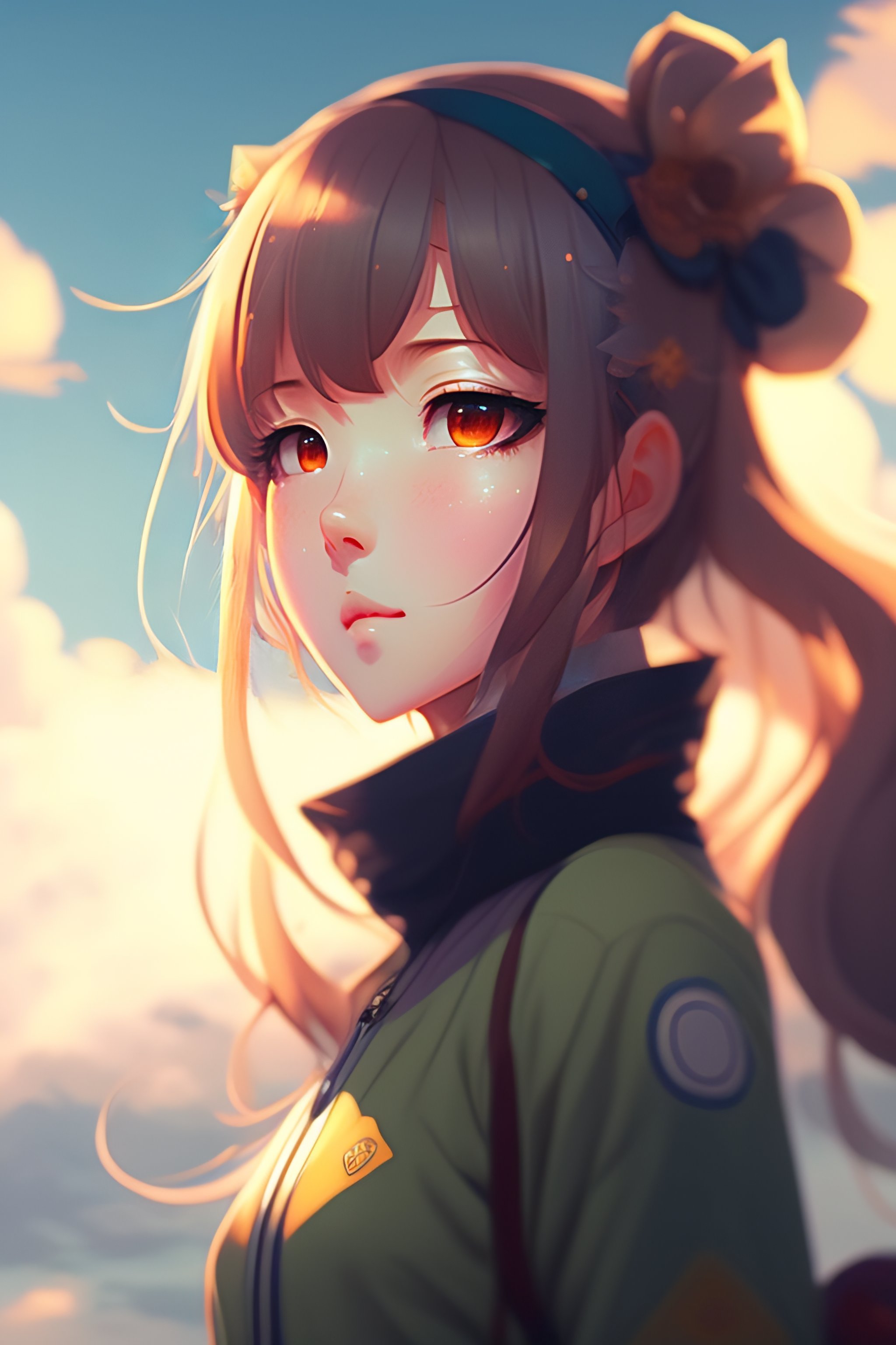 Lexica - Portrait of cute girl, cloudy sky background lush landscape ...