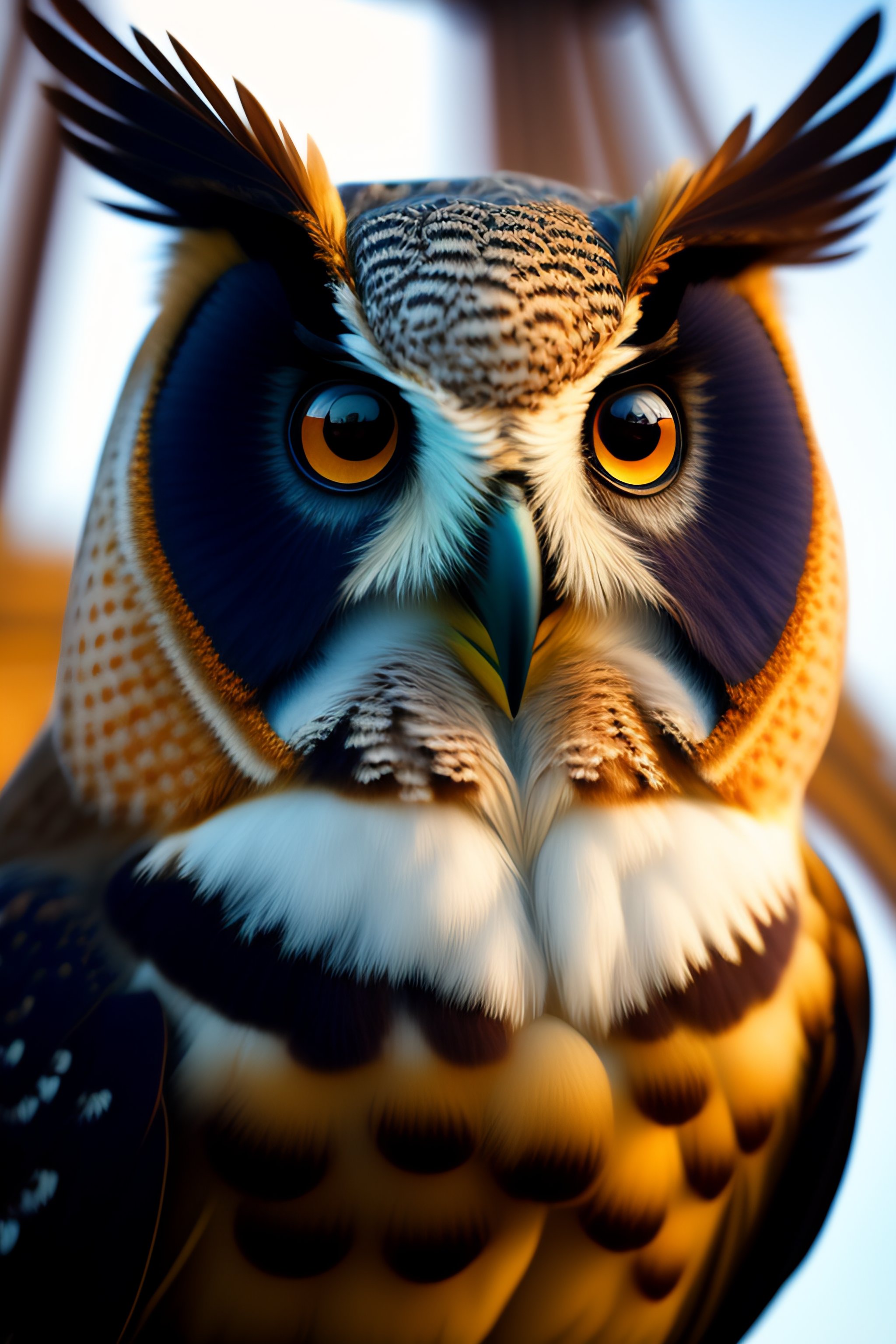 Lexica - Highly defined macrophotography selfie of a cute superb owl on ...