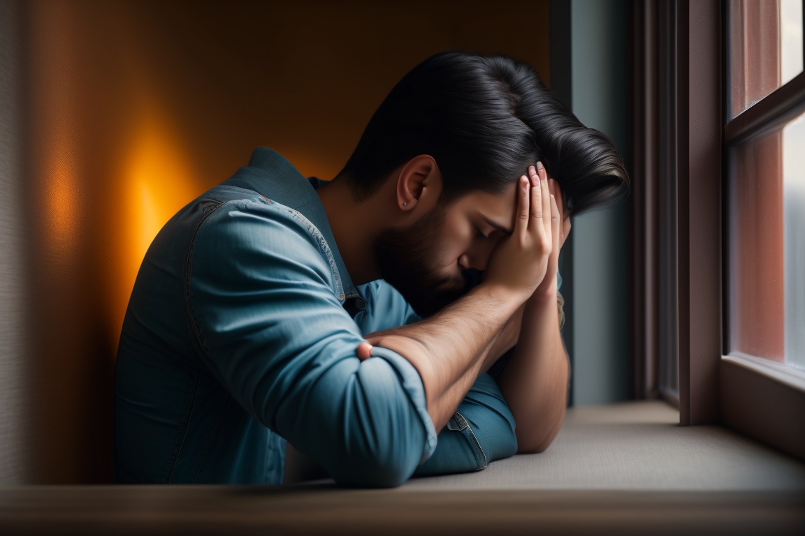 Lexica - An image of someone struggling with depression, such as a ...
