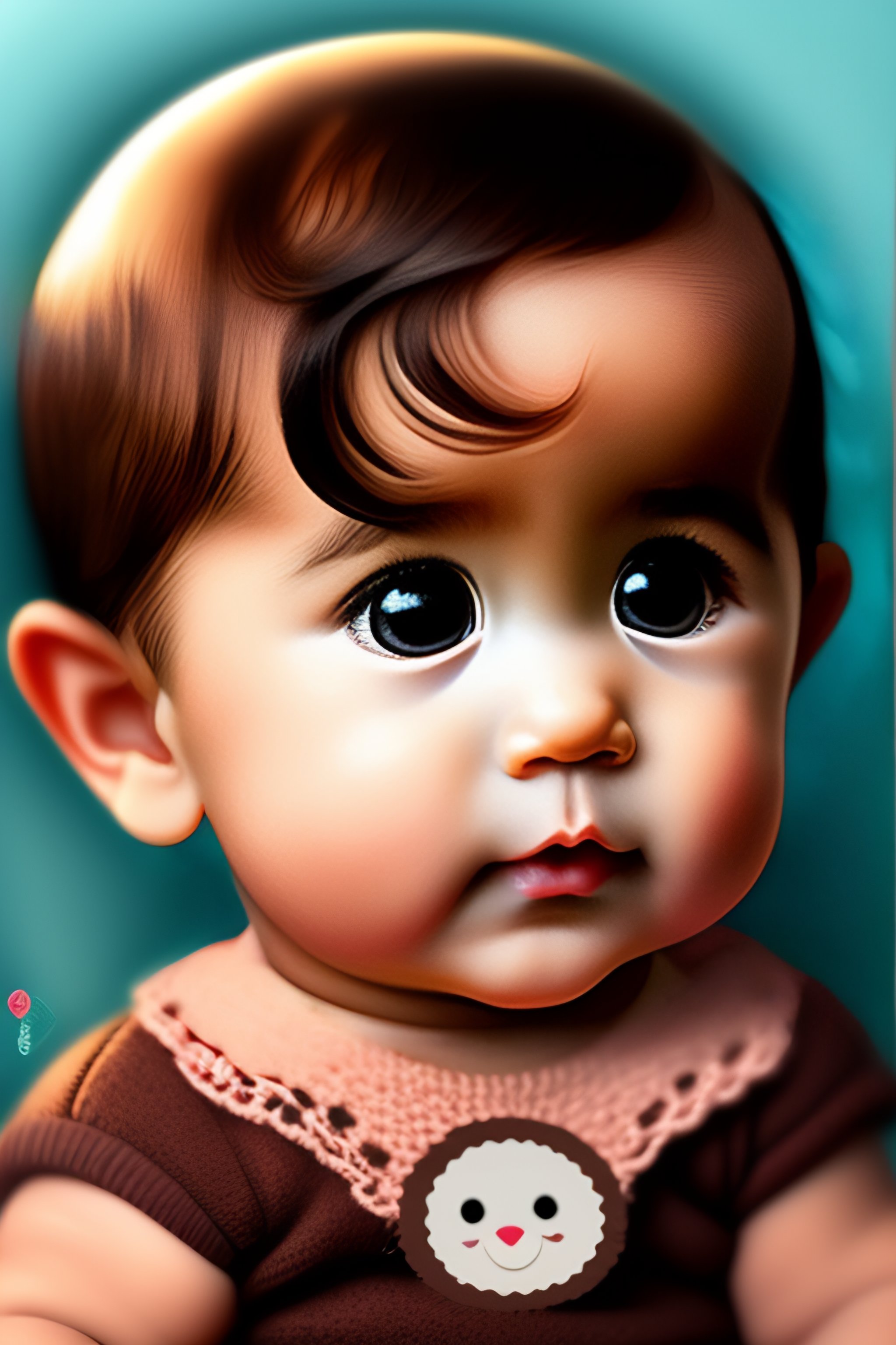 Lexica - 3 month old baby, with short brown hair and dark eyes. cartoon ...