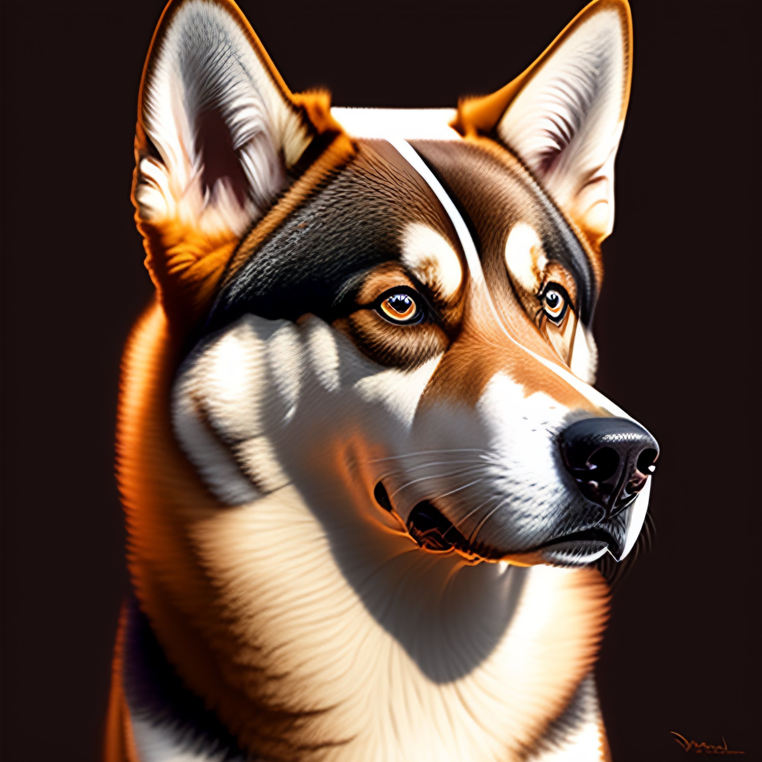 Lexica - Digital Art of a brown and tan husky with short hair by dan ...