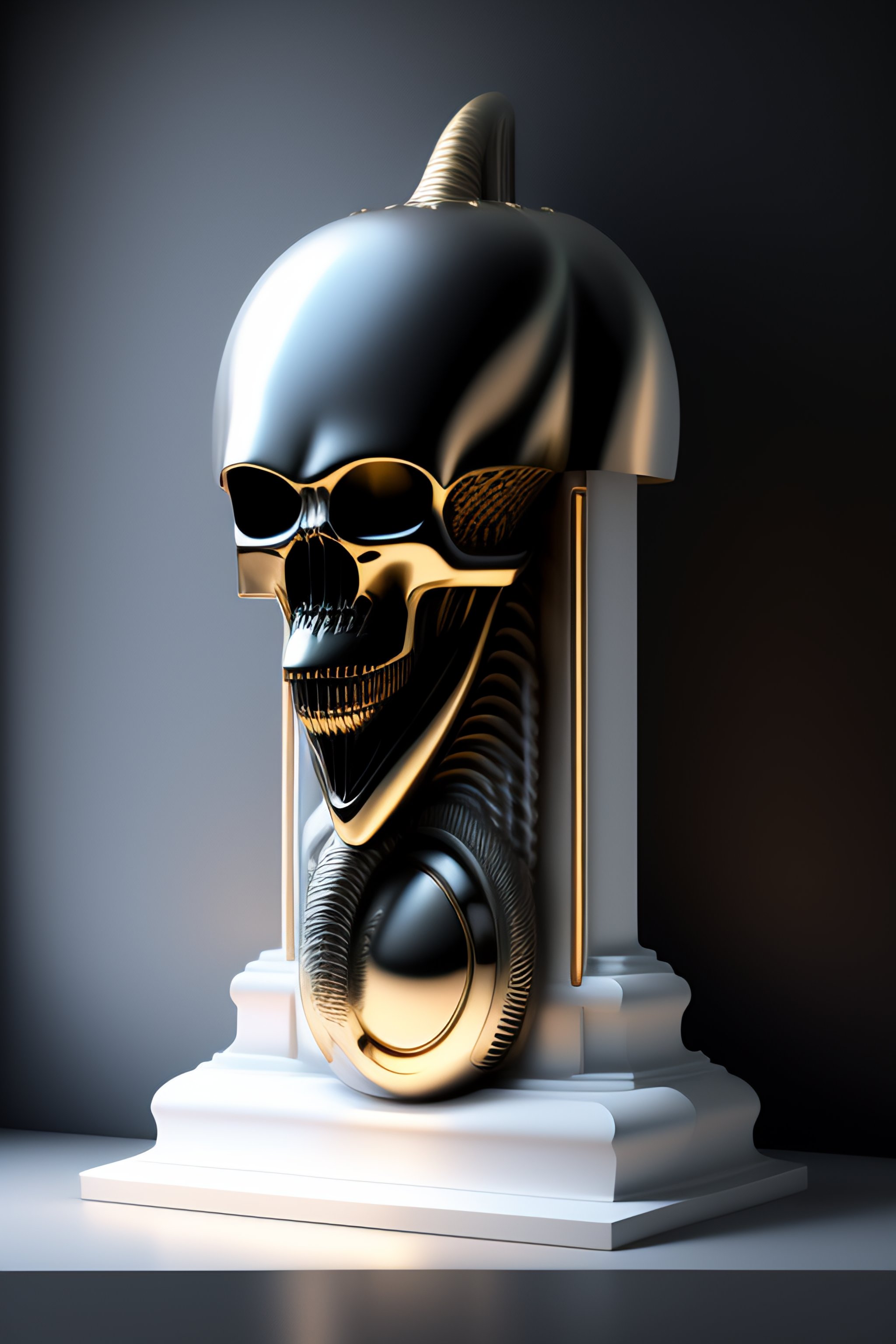 Lexica - Hr giger tombstone of xenomorph, hyperrealism, studio lighting