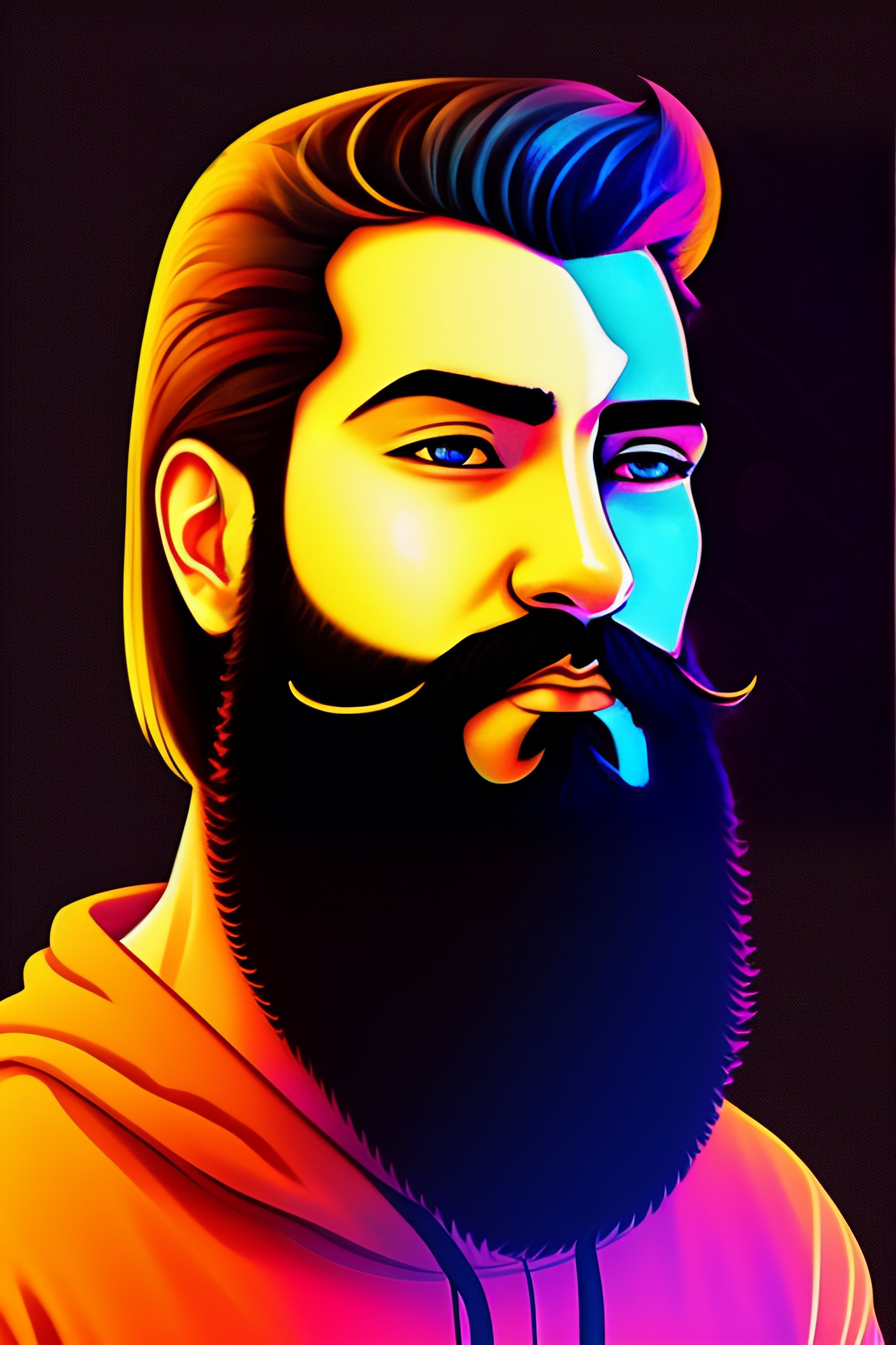 Lexica - Headshot of a man with long beard,cel shading, trippy colors ...