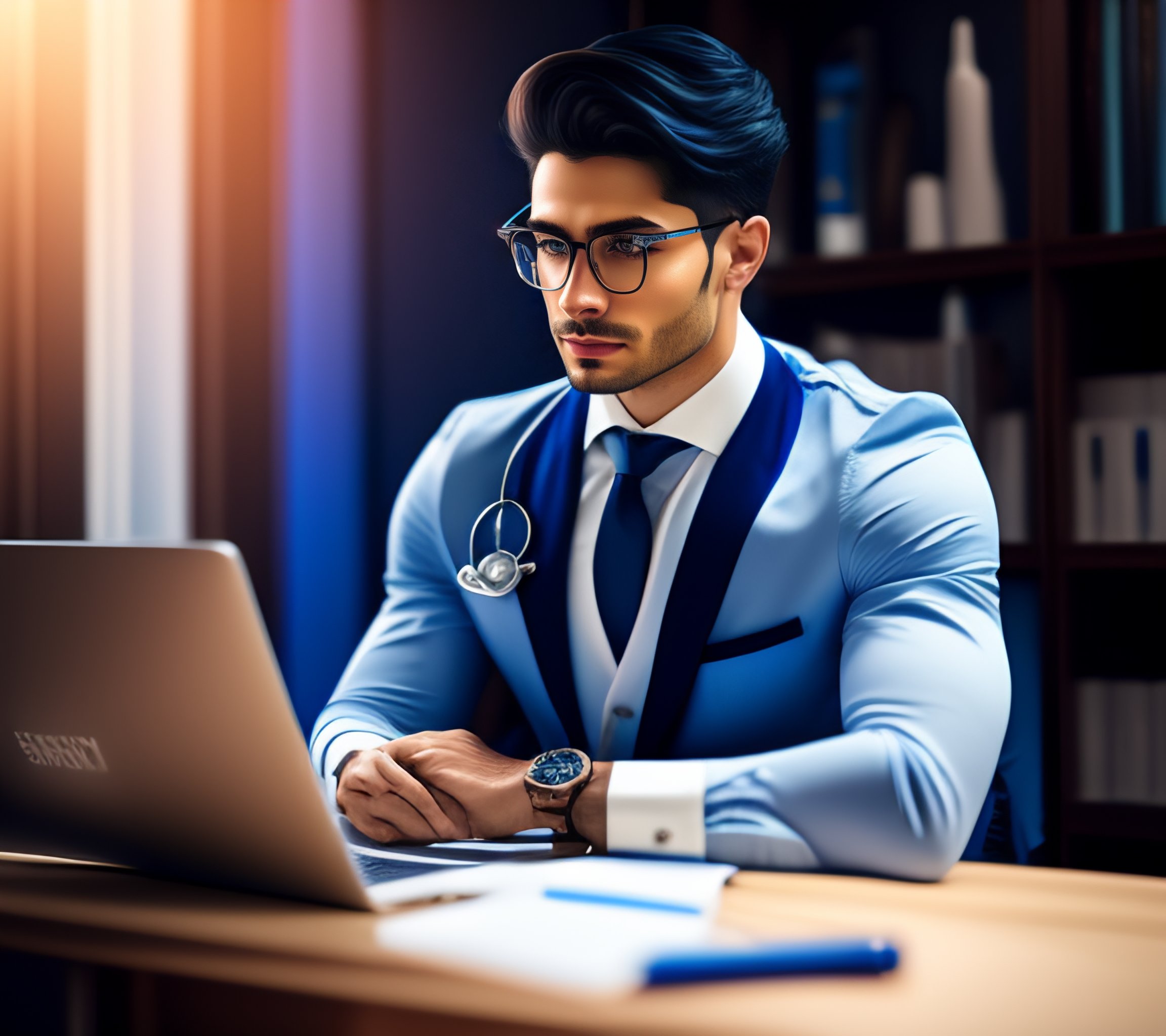 Lexica - A young modern and sophisticated man doctor, blue tones ...