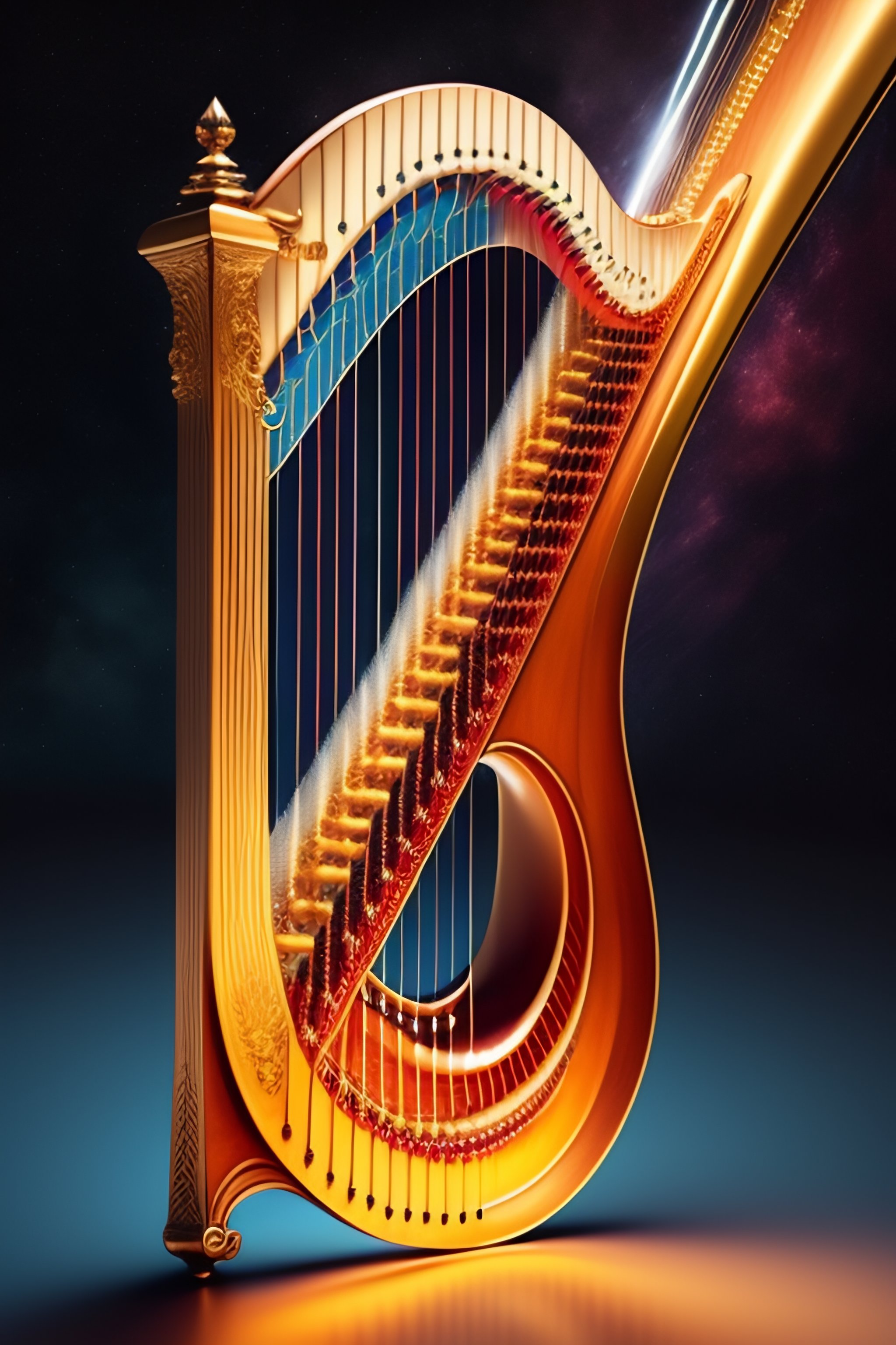 Lexica - Beautiful visual musical notes coming from a harp transforming ...