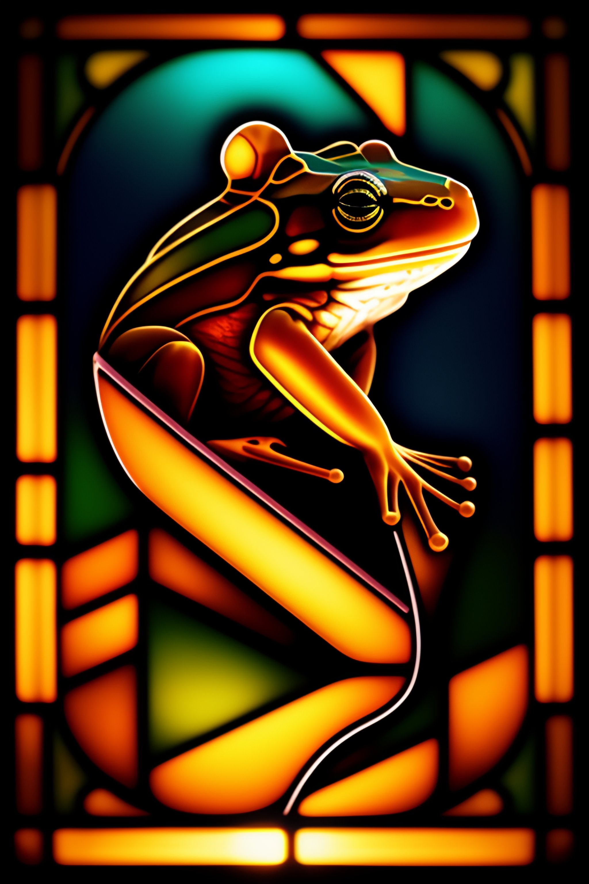 Lexica - Logo geometric frog incorporating the letters K? stained glass ...