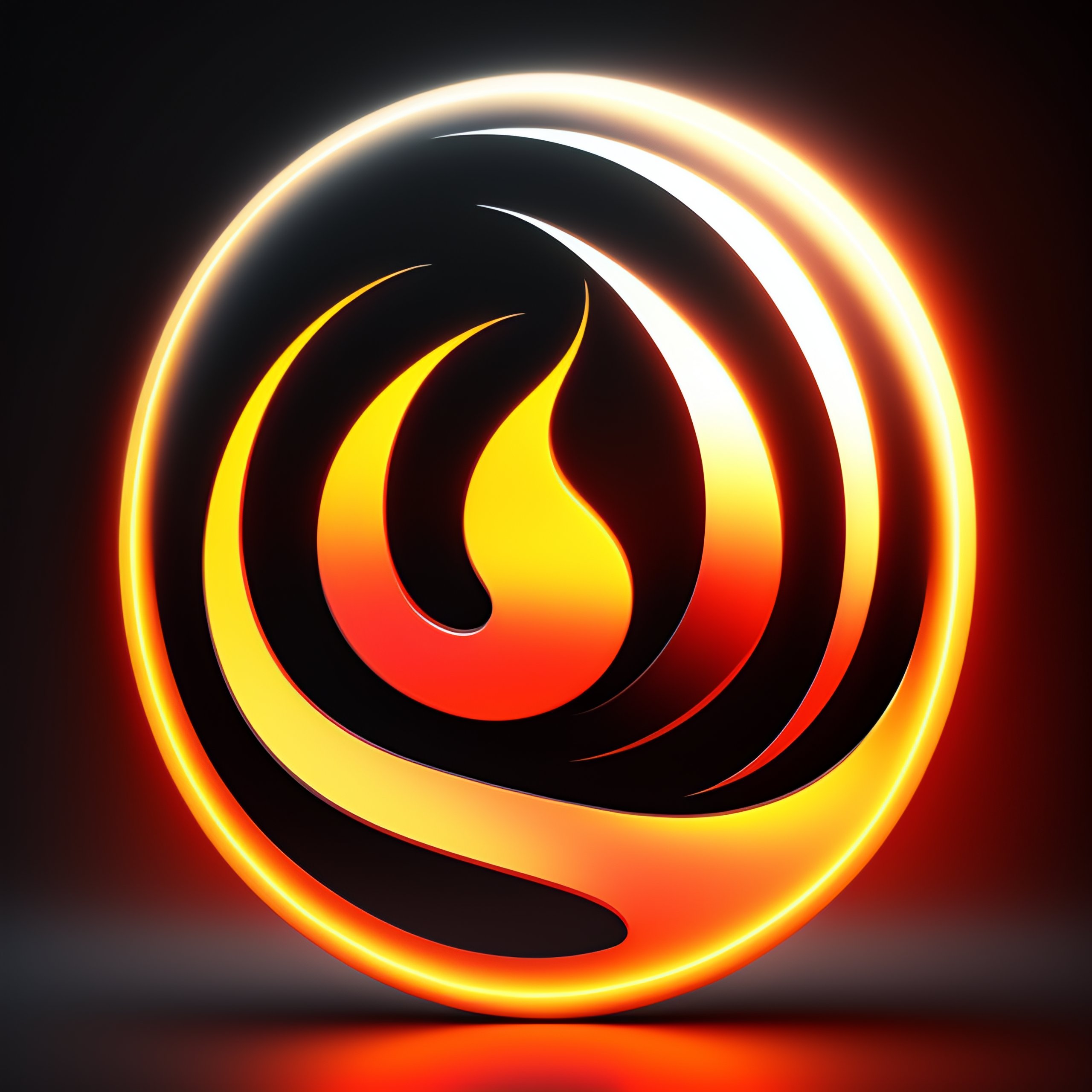 Lexica - Stylized flame in circle shape, black background