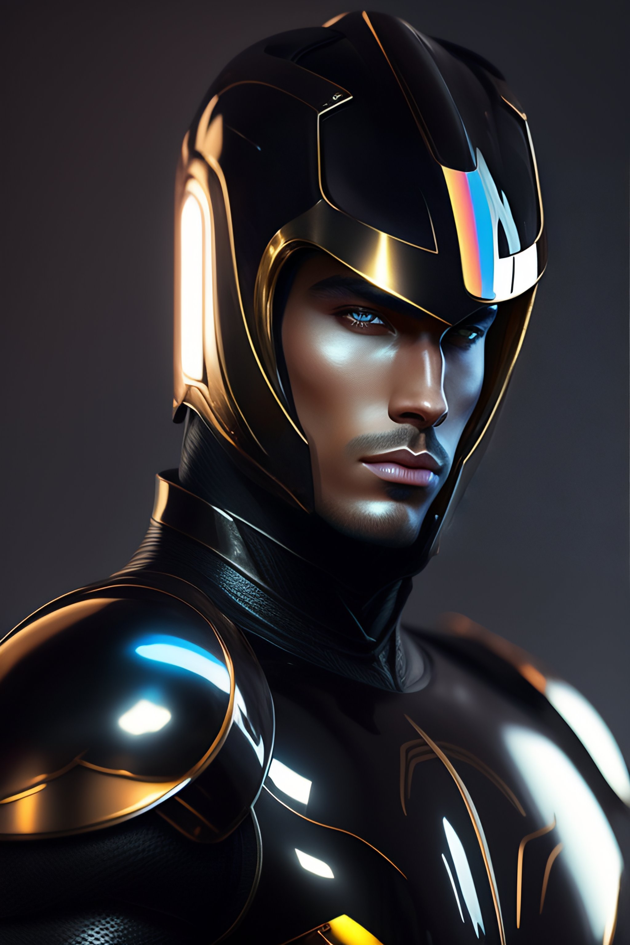 Lexica - Iridescent sinewy smooth muscular male sleek glossy black ...