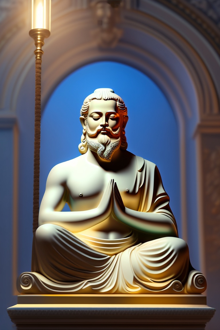 Lexica - Socrates in meditation, with a small luminous Buddha above his ...