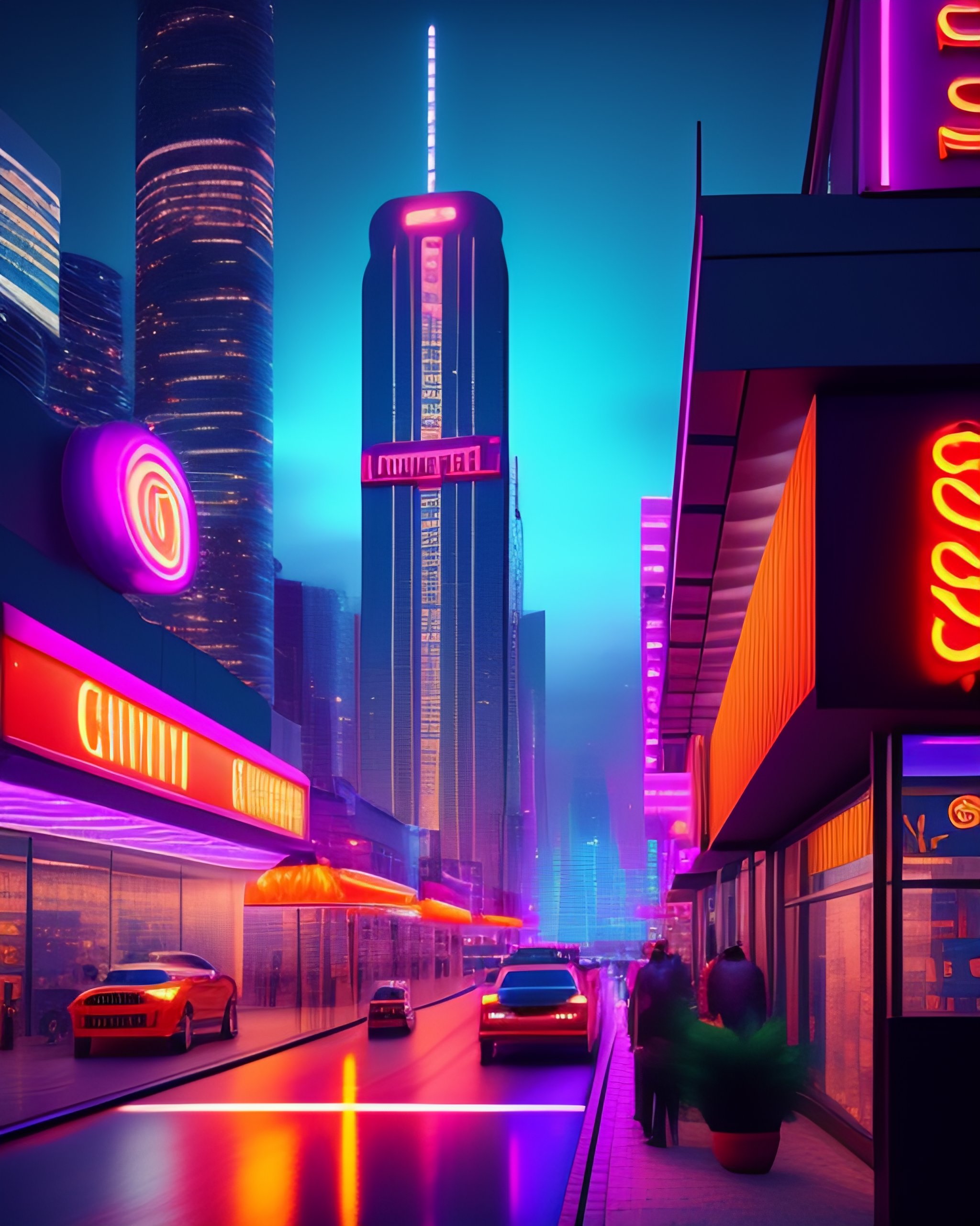 Lexica - Illustration of a crypto city in the metaverse street view ...