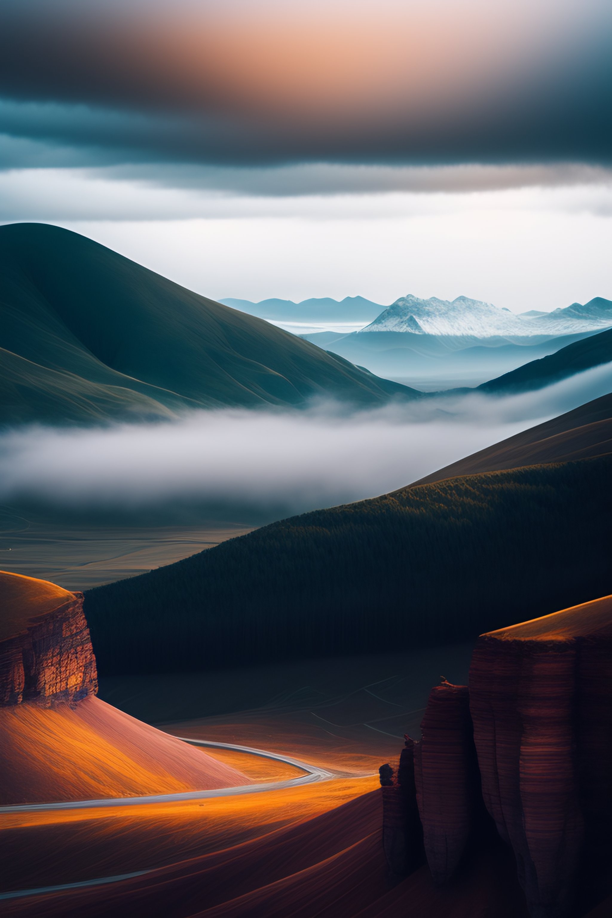 Lexica - A surreal landscape with unusual weather patterns