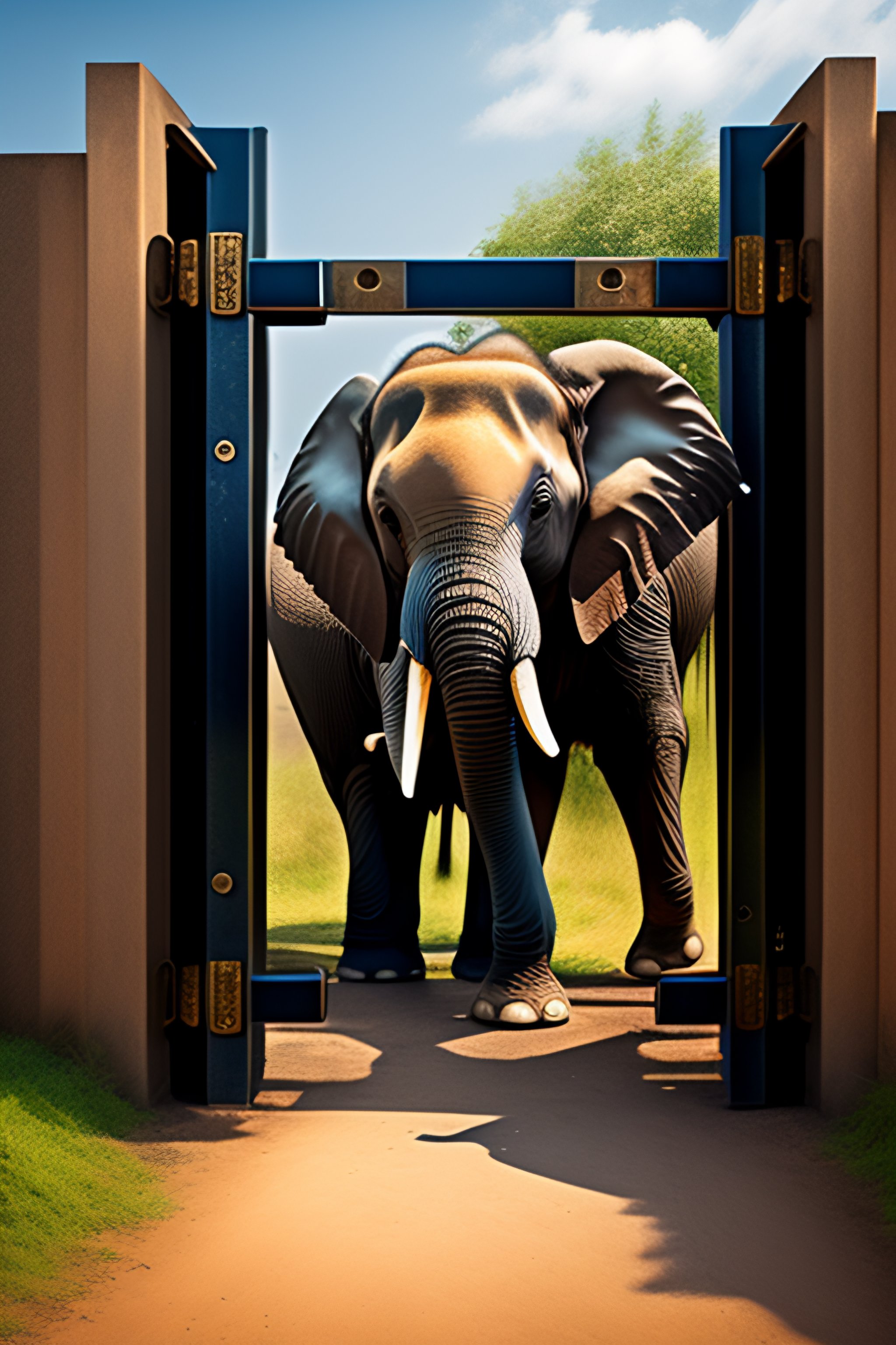 Lexica - One elephant look through a lock