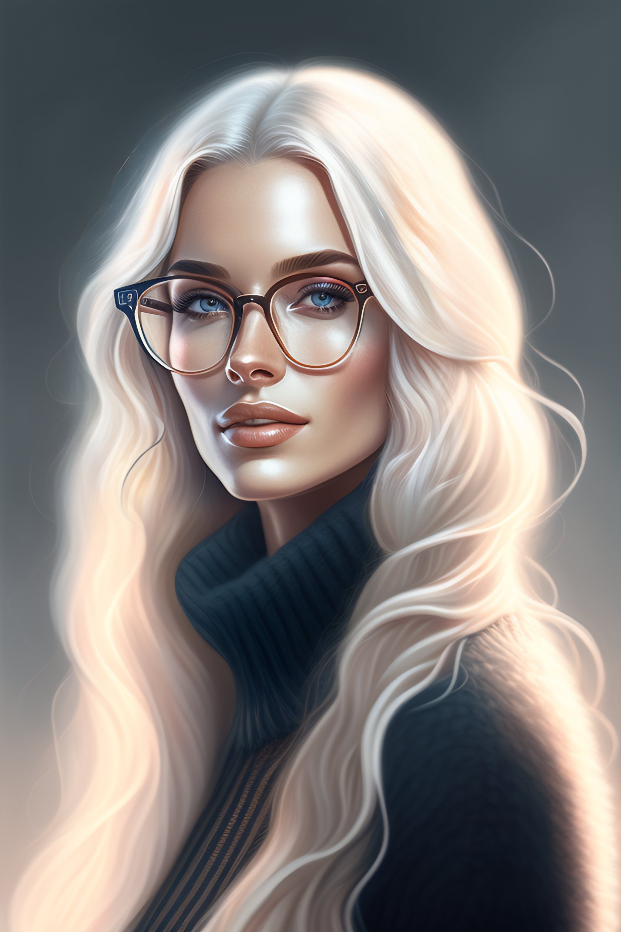 Lexica - A highly detailed illustration of beautiful long white haired ...
