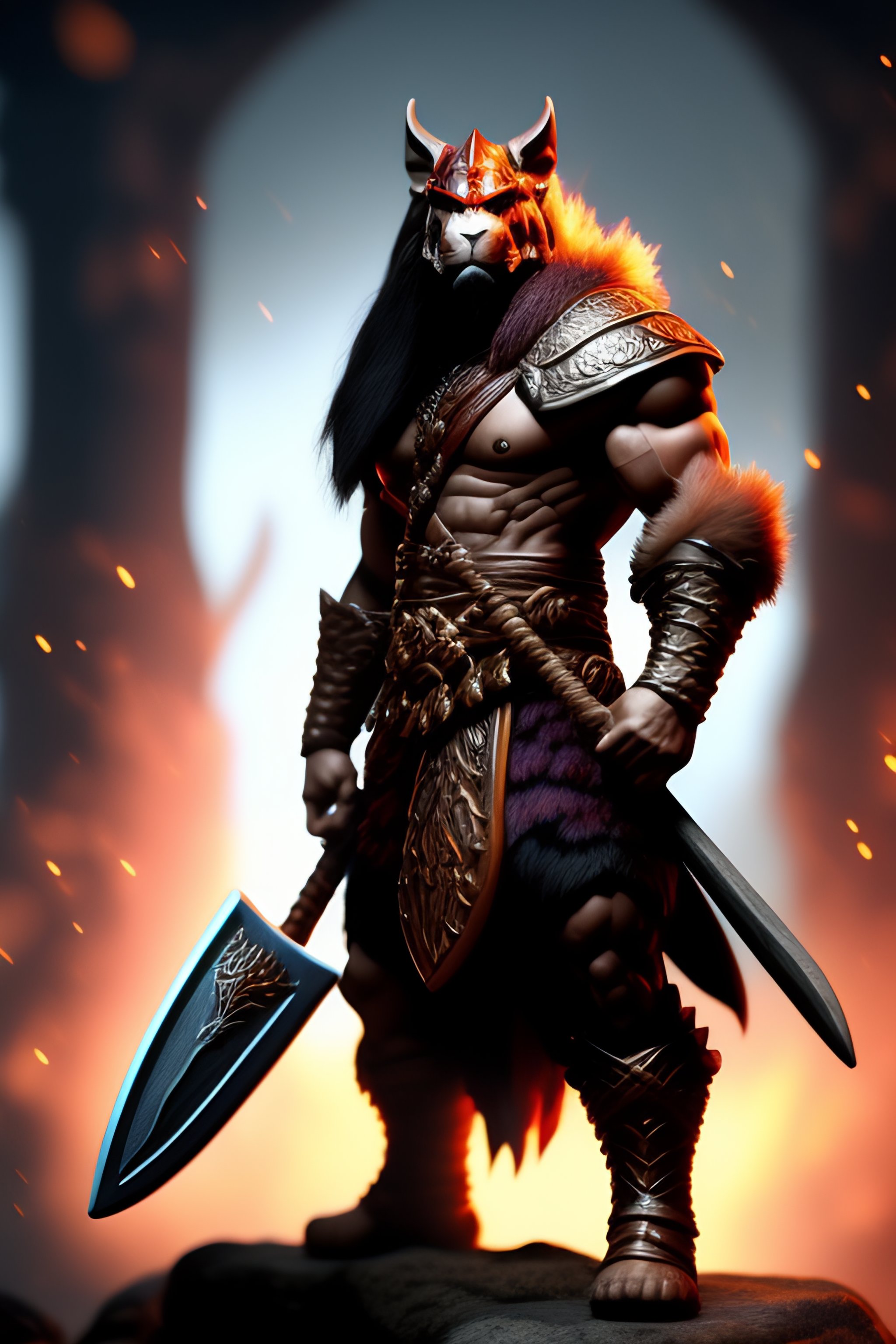 Lexica - Dragonborn barbarian with axe