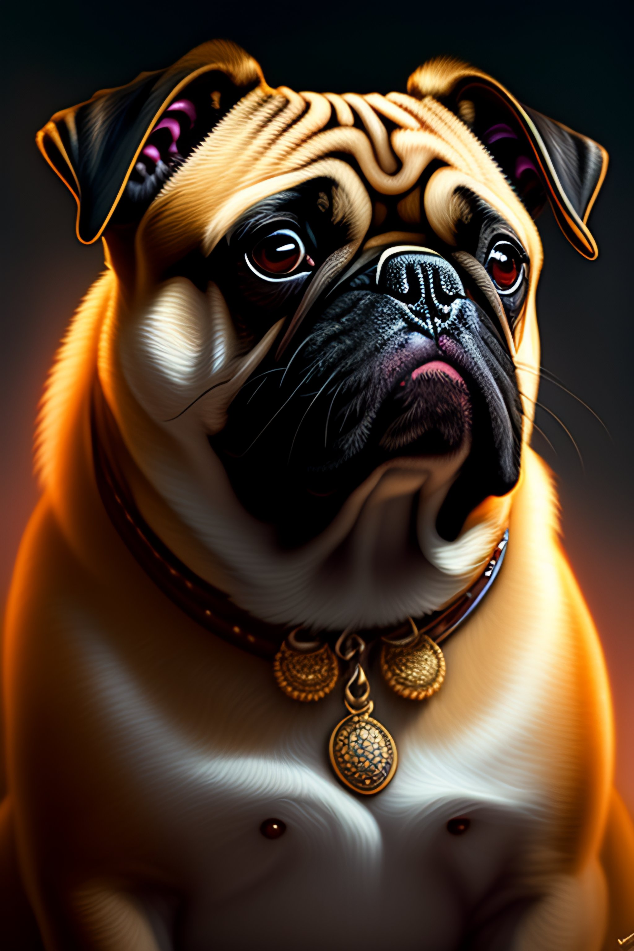 Lexica - Anthropomorphic highly detailed group portrait of demonic pug ...