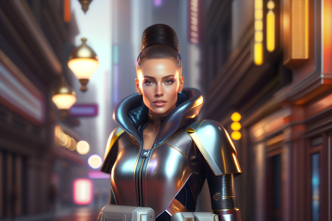Lexica - Bladerunner. Female lovely looking walking. Futuristic ...