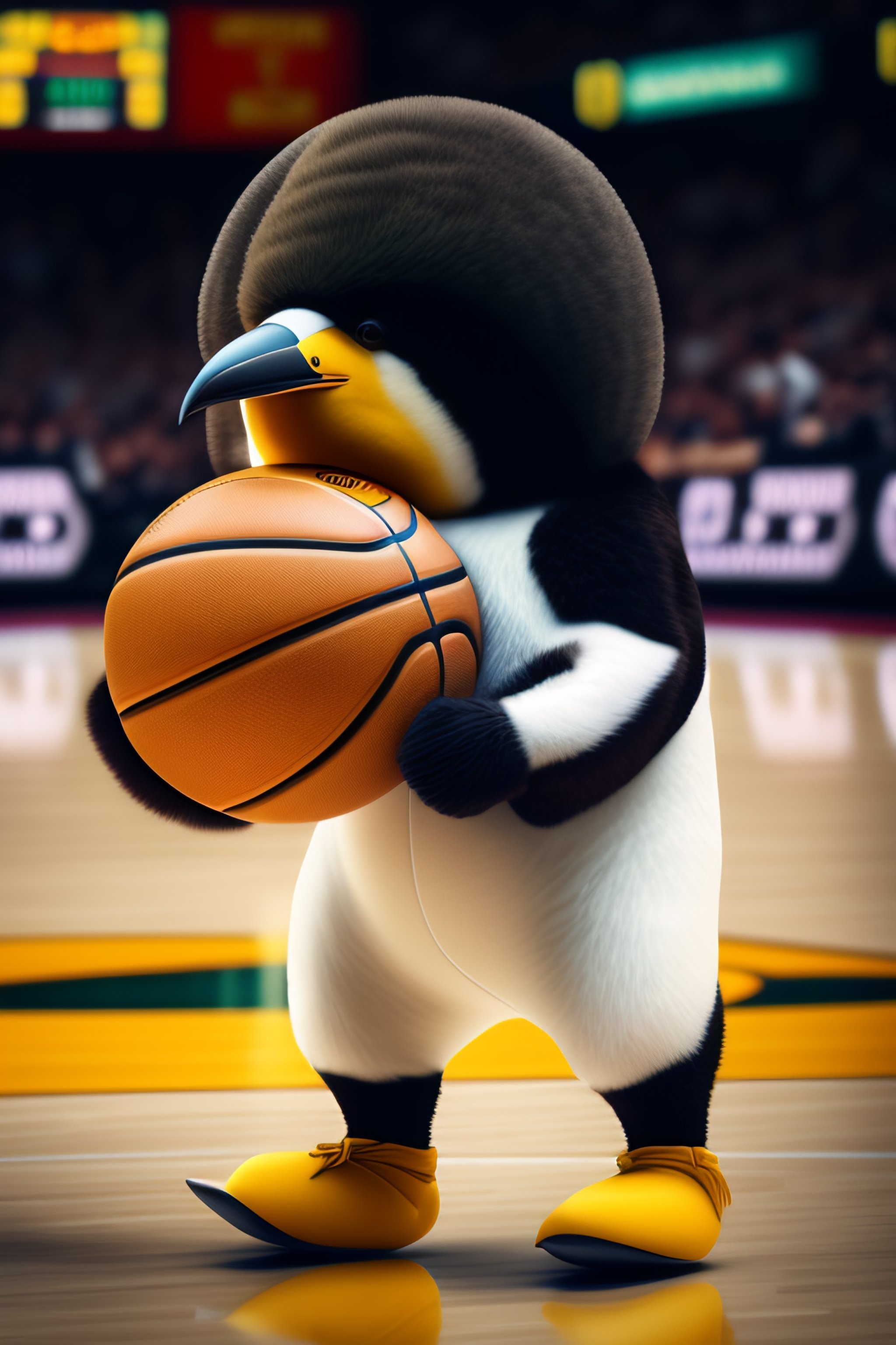 Lexica - An anthropomorphic penguin in basketball outfit playing on ...