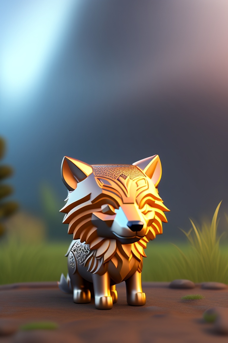 Lexica - 3d render of funko pop Wolf, intricate background, sharp focus