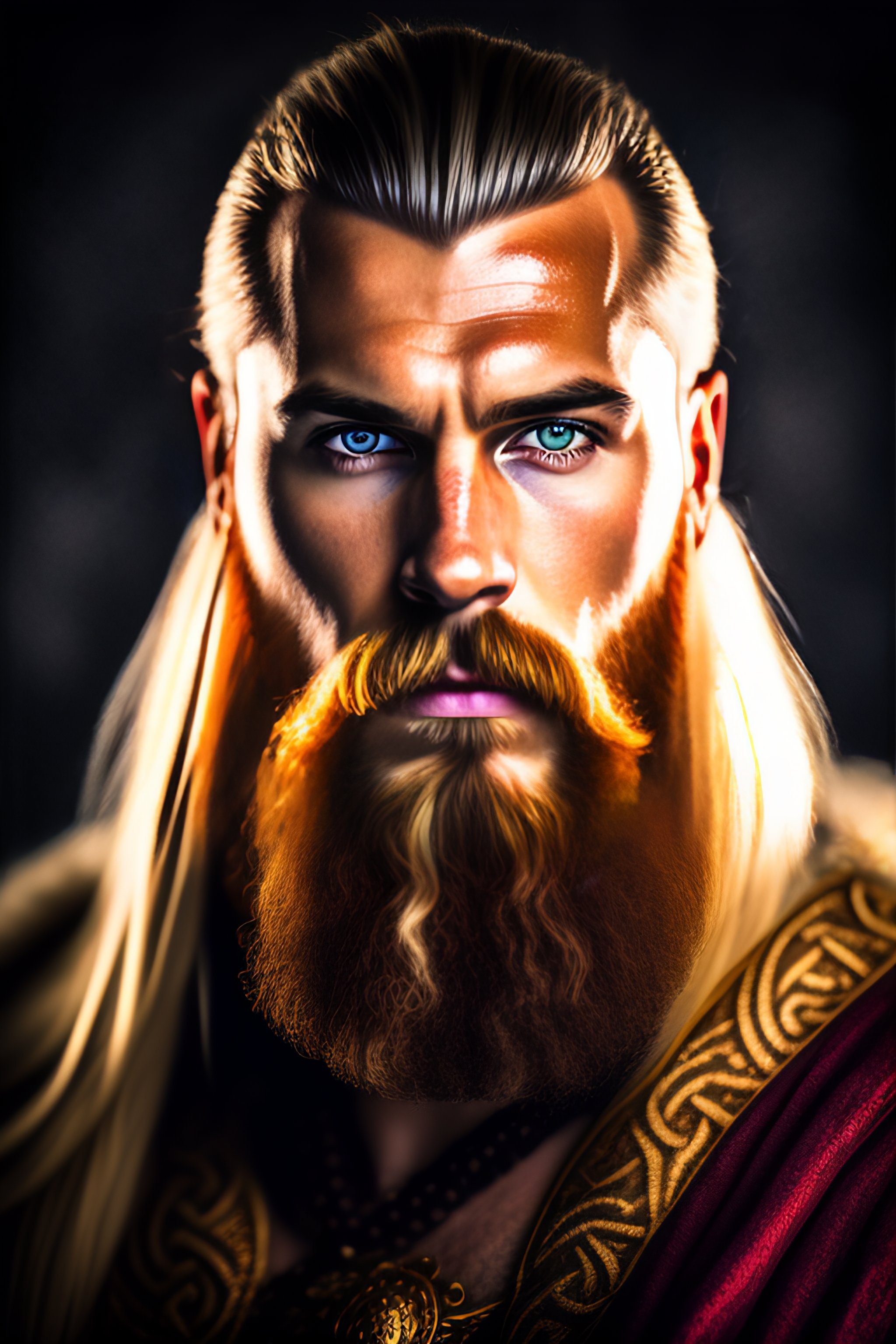 Lexica - A viking, centered in frame, facing camera, symmetrical face ...