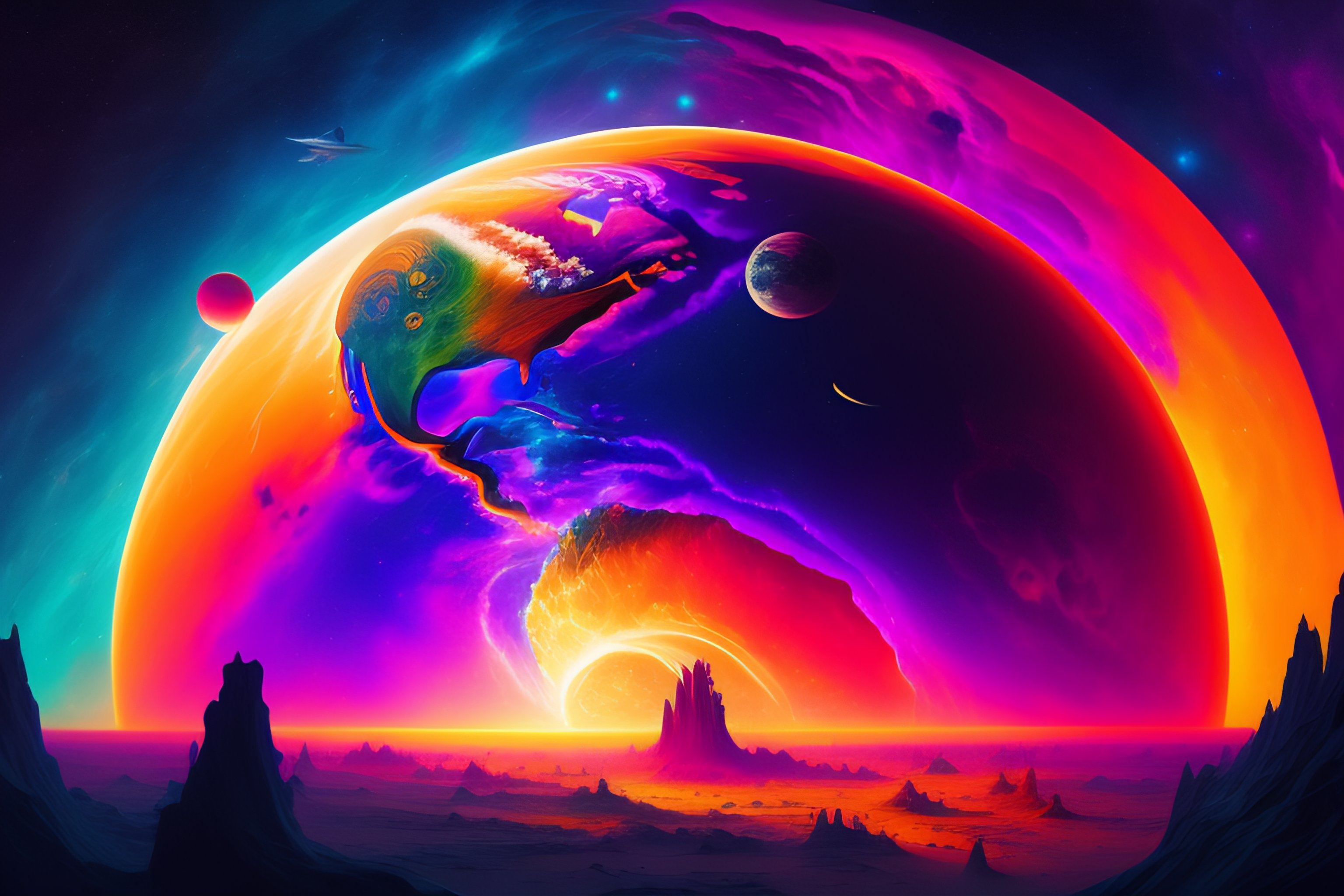 Lexica - Cosmos orbit world within a world, highly saturated colors ...
