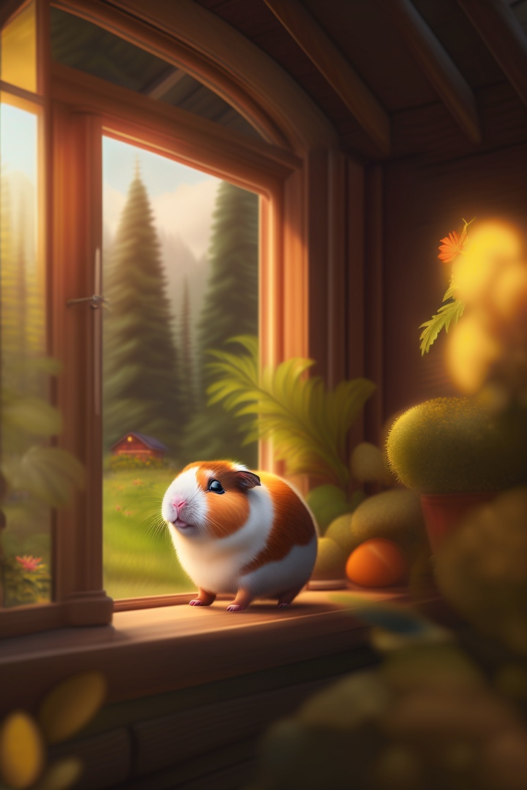 Lexica - A cozy cottage nestled in a lush forest, with Giggles the ...